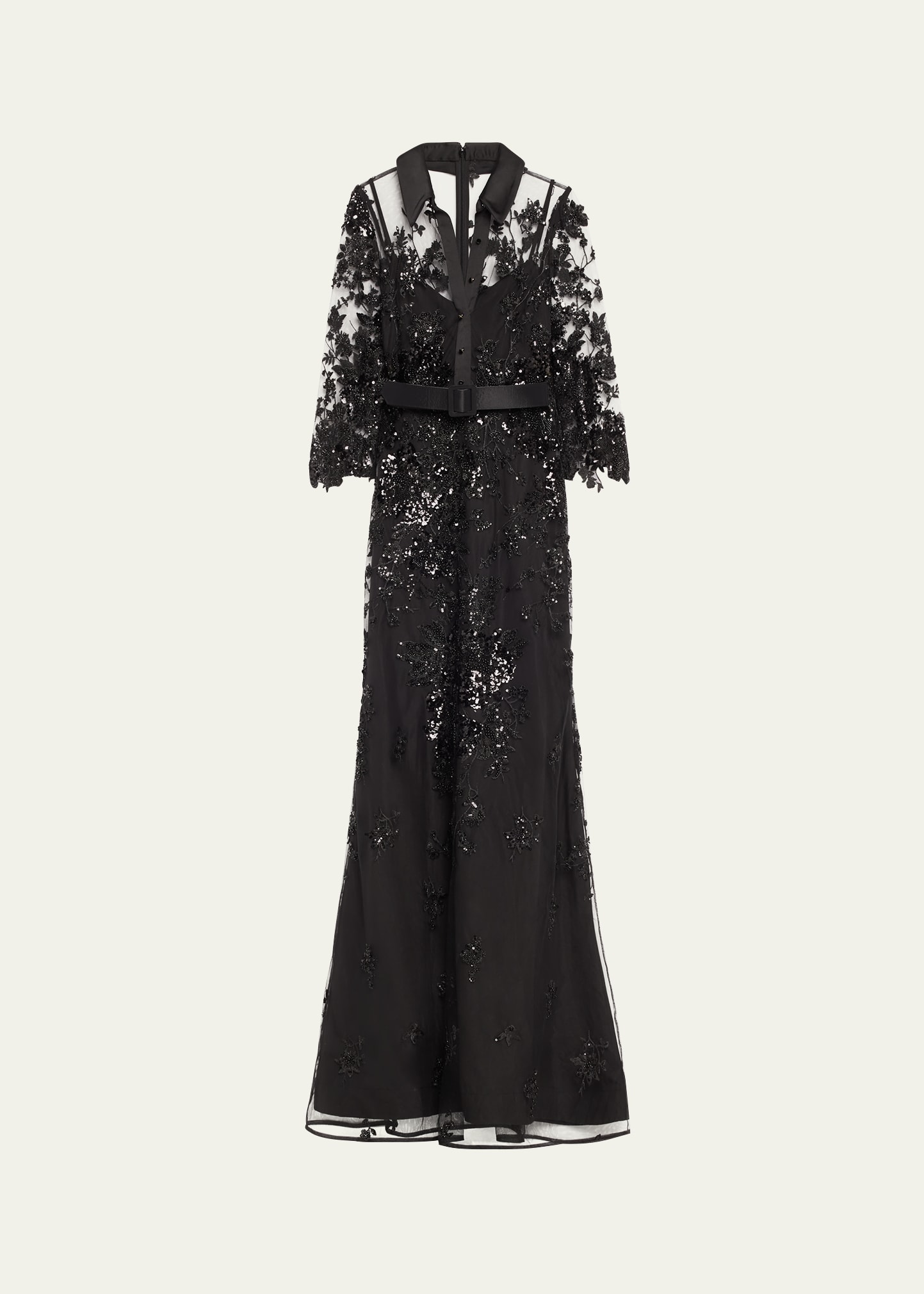 knee length dresses for ladies Sleeveless 3D Floral Appliqué Trumpet Gown by Badgley Mischka main image 0