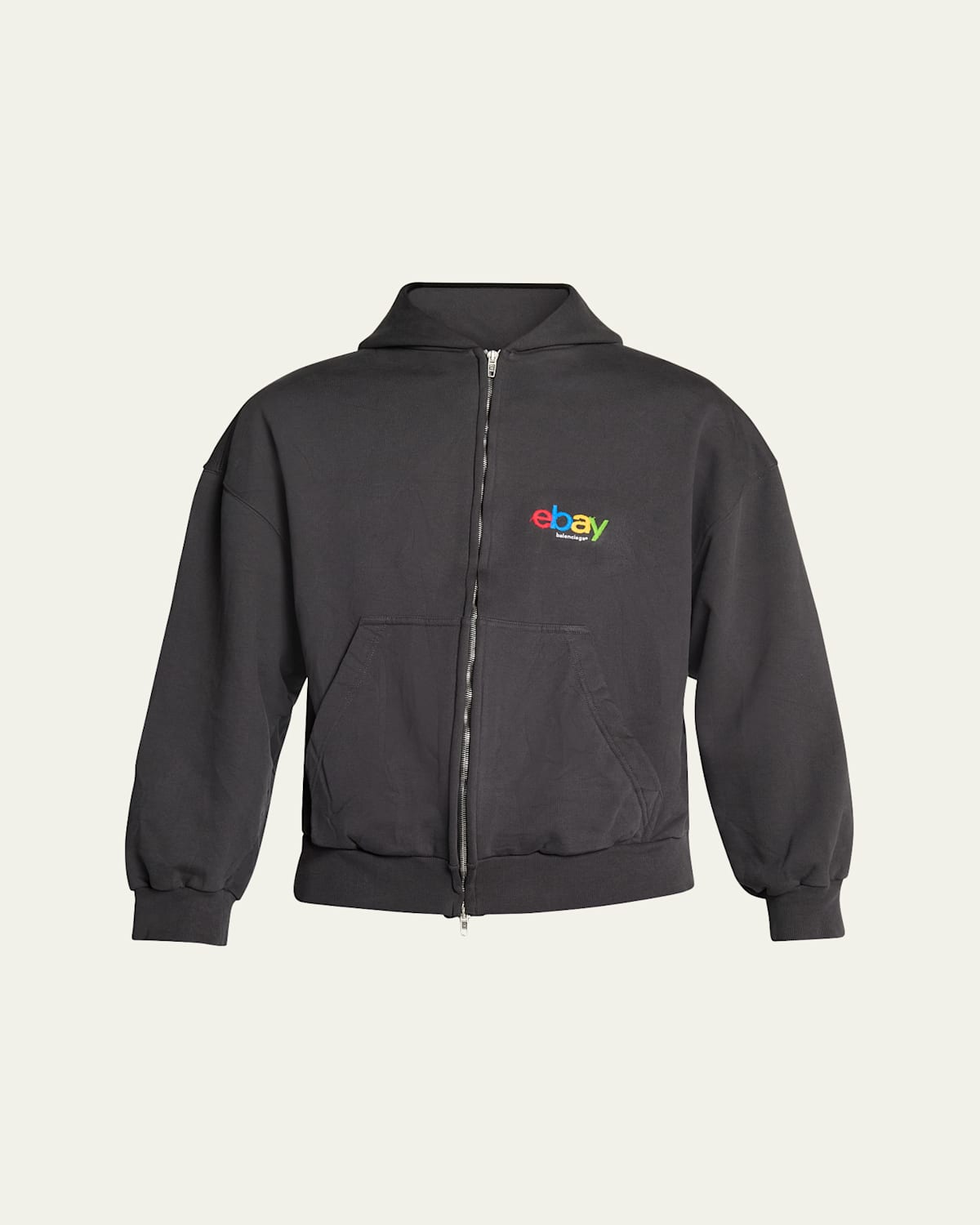 Balenciaga X Ebay Washed Terry Zip Up Hoodie - Noir | Editorialist