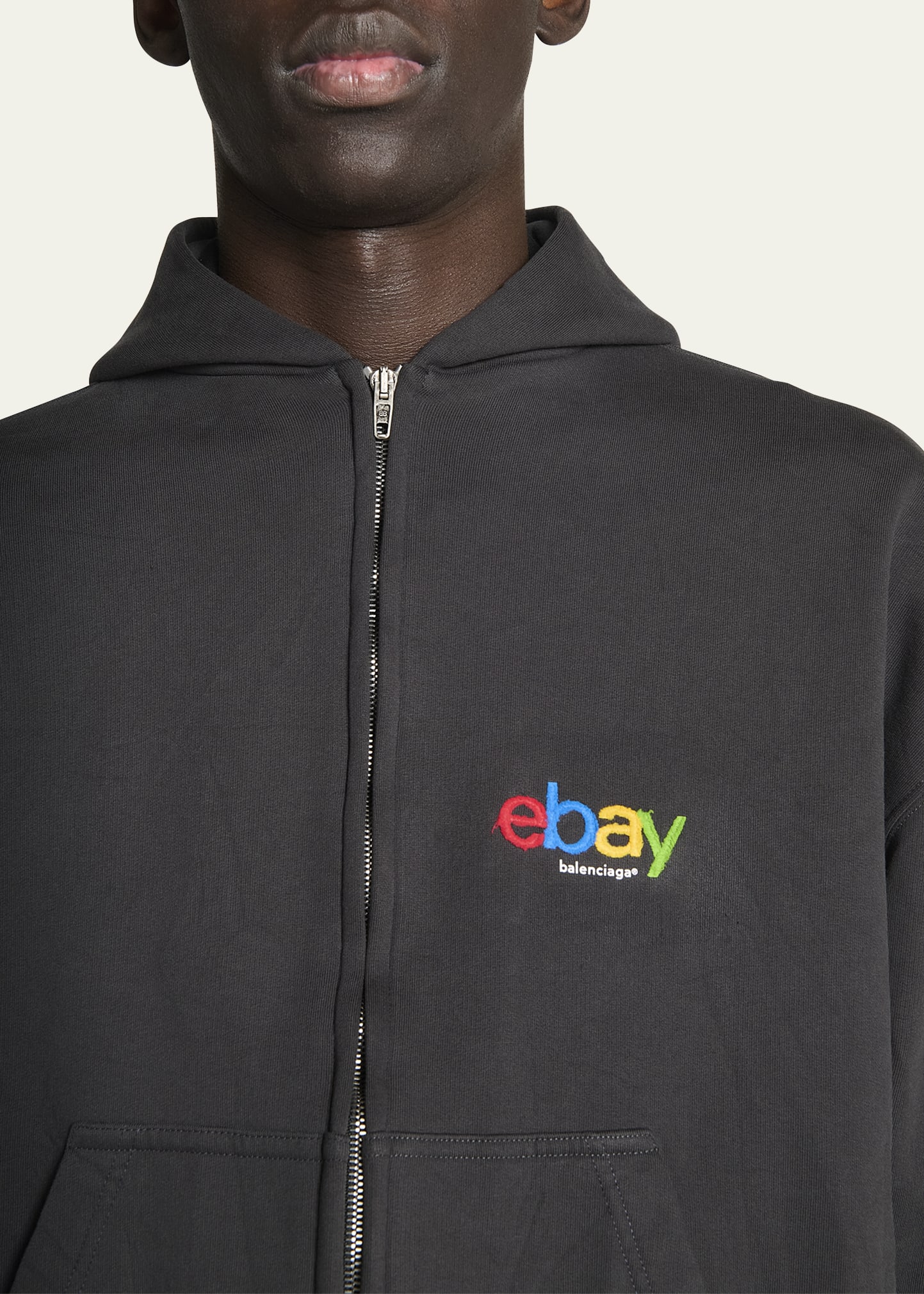 Balenciaga X Ebay Washed Terry Zip Up Hoodie - Noir | Editorialist