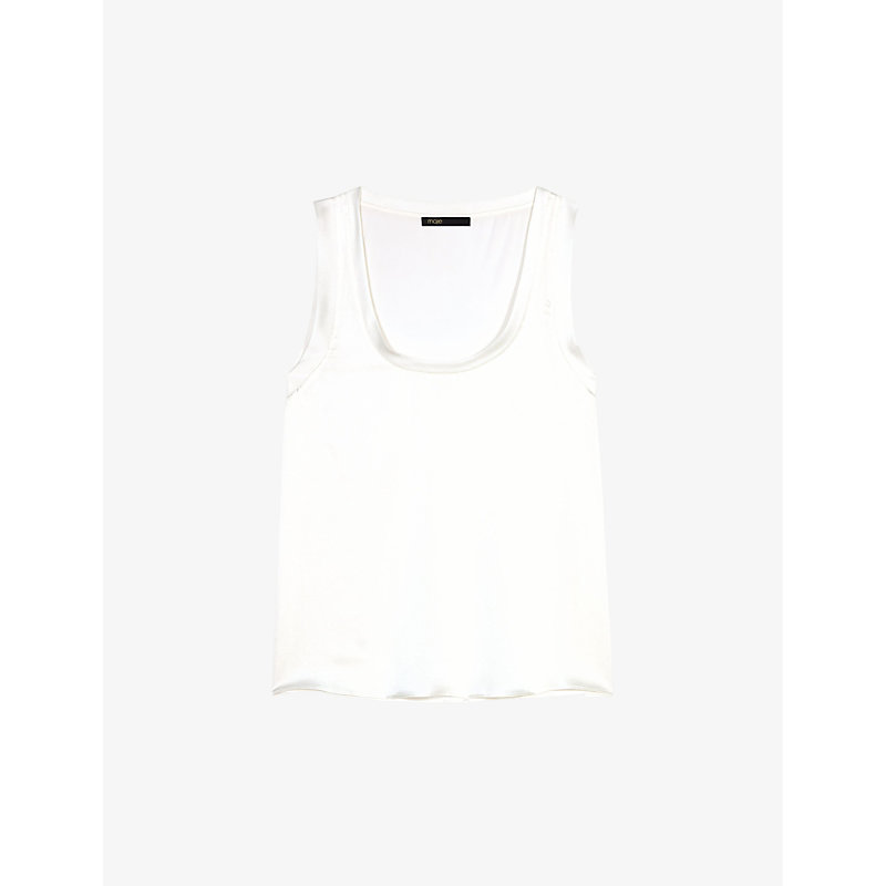 MAJE MAJE Round-Neck Stretch-Silk Top