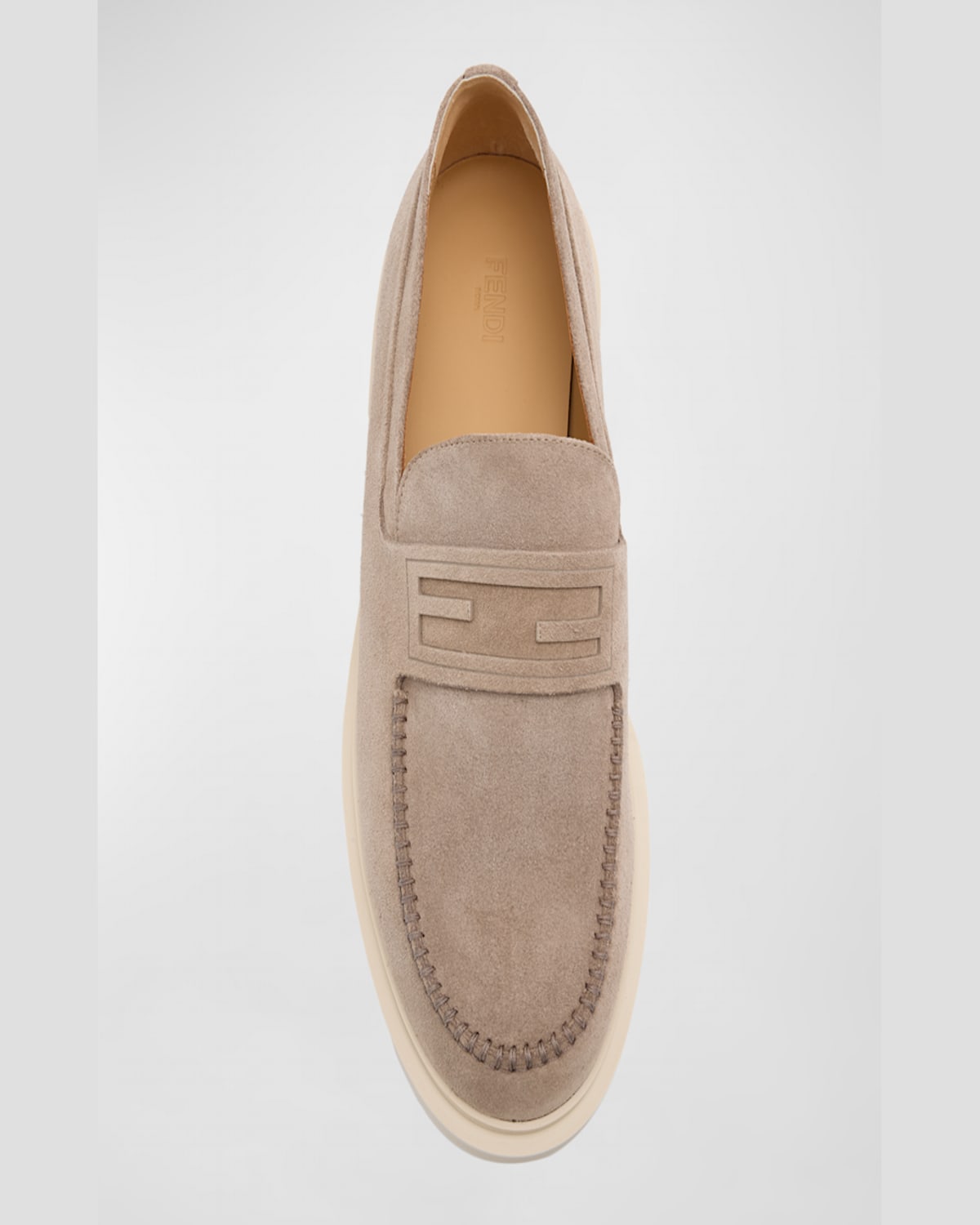 Fendi Frame Suede Penny Loafers - Caribou | Editorialist