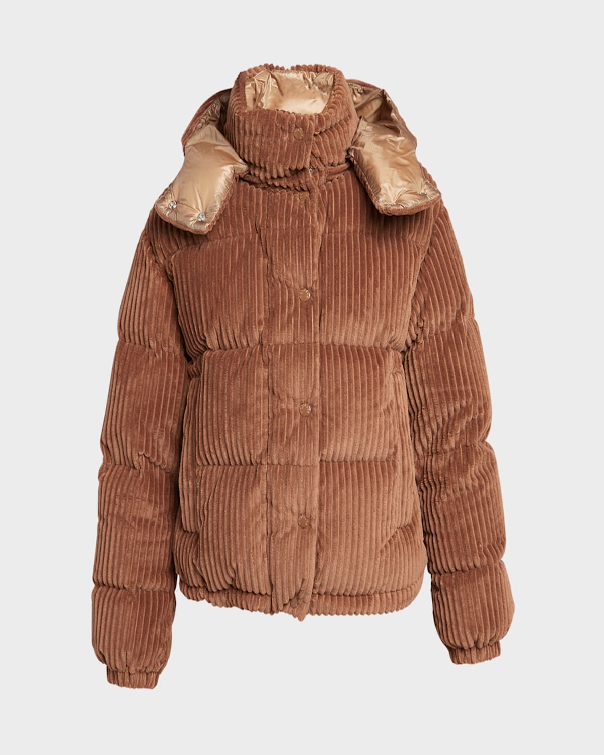Moncler Daos Velvet Corduroy Puffer Jacket In Brown | Editorialist