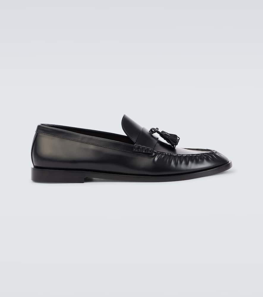 The Row Polished Leather Loafers - Black | Editorialist