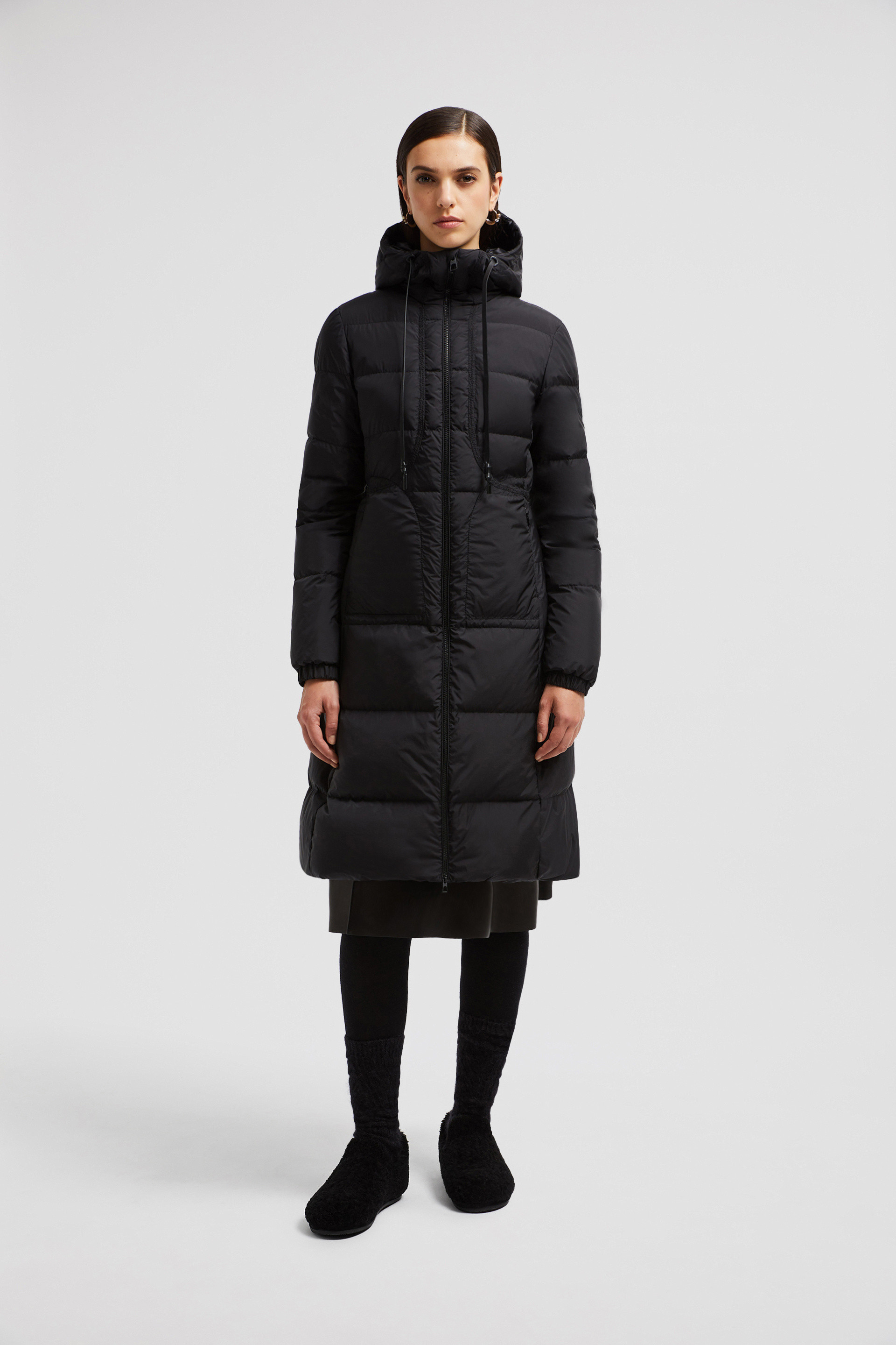 Moncler Idocrase Hooded Long Down Jacket - Black | Editorialist