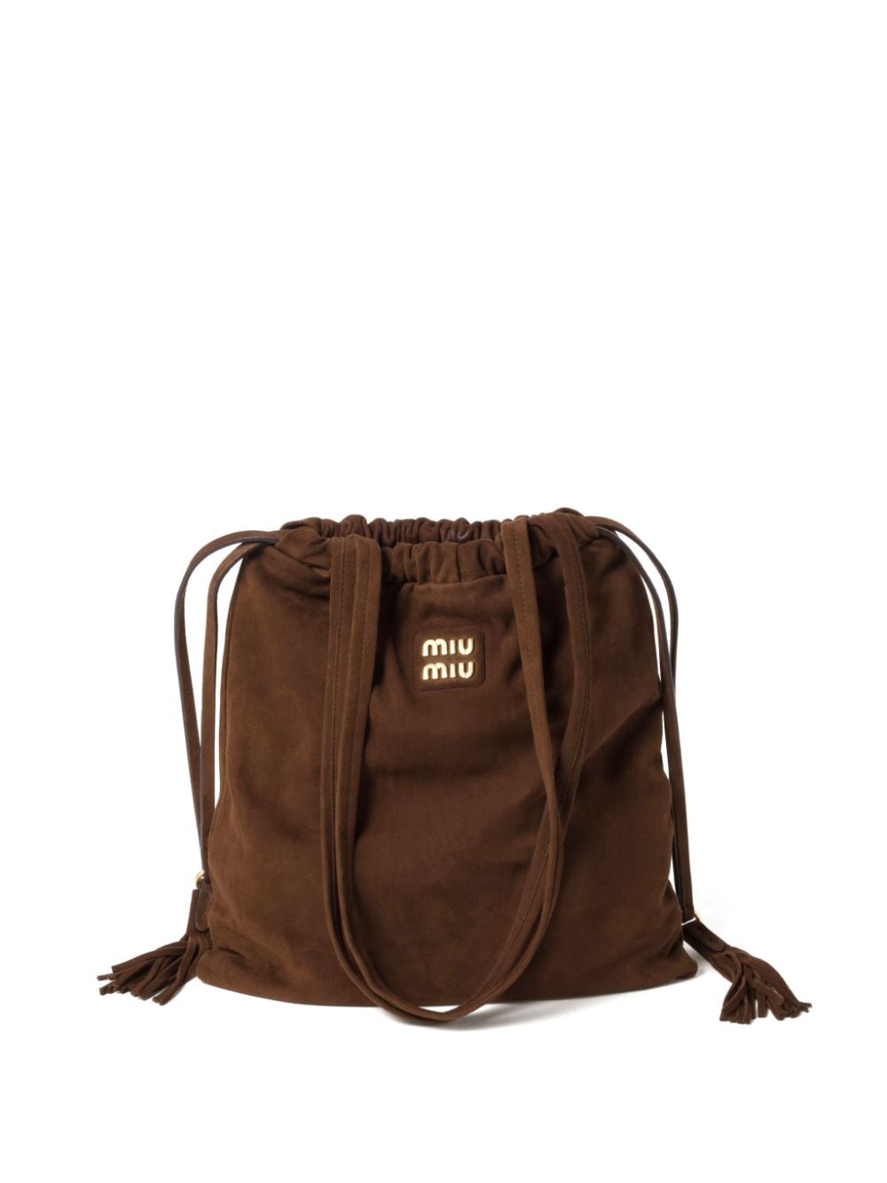 Miu Miu Suede Drawstring Bag - Brown | Editorialist