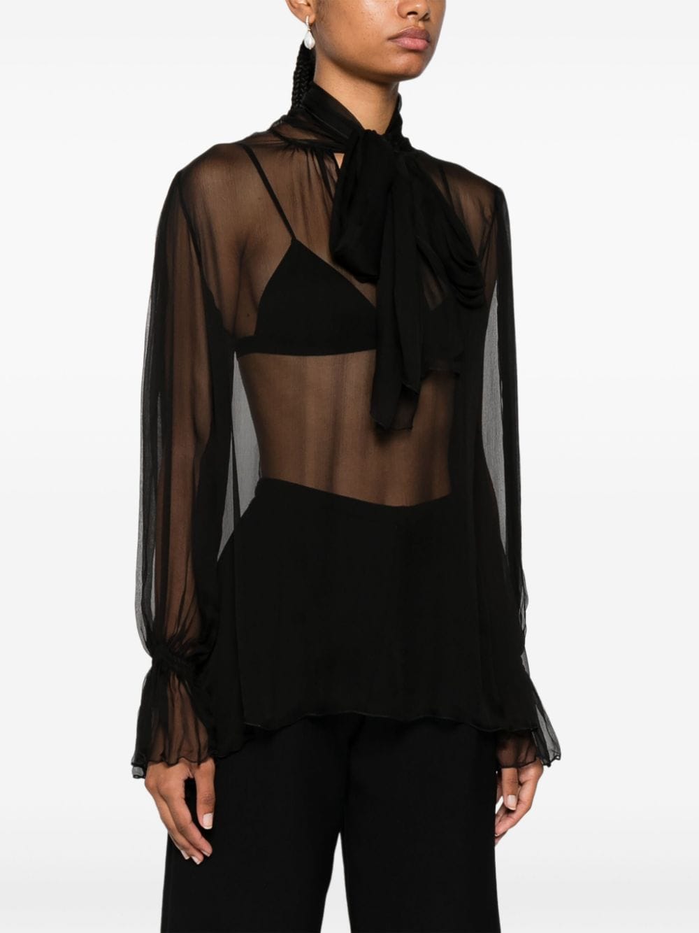 NISSA Silk Chiffon Crepe Blouse
