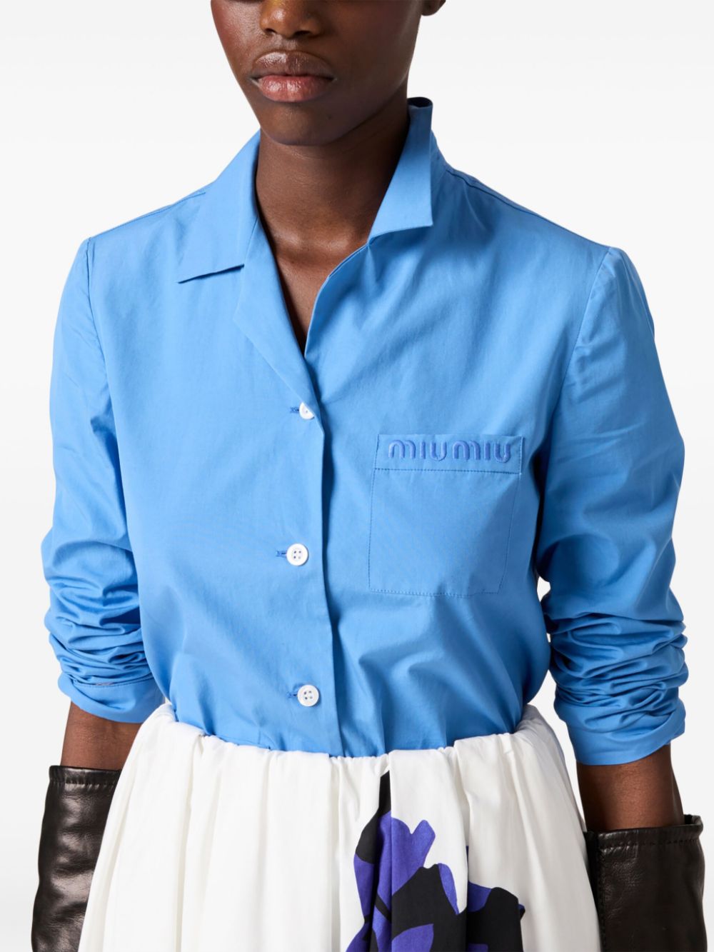 MIU MIU Miu Miu Cotton Poplin Mini Skirt with Oversized Volume and Multi-Pocket Design