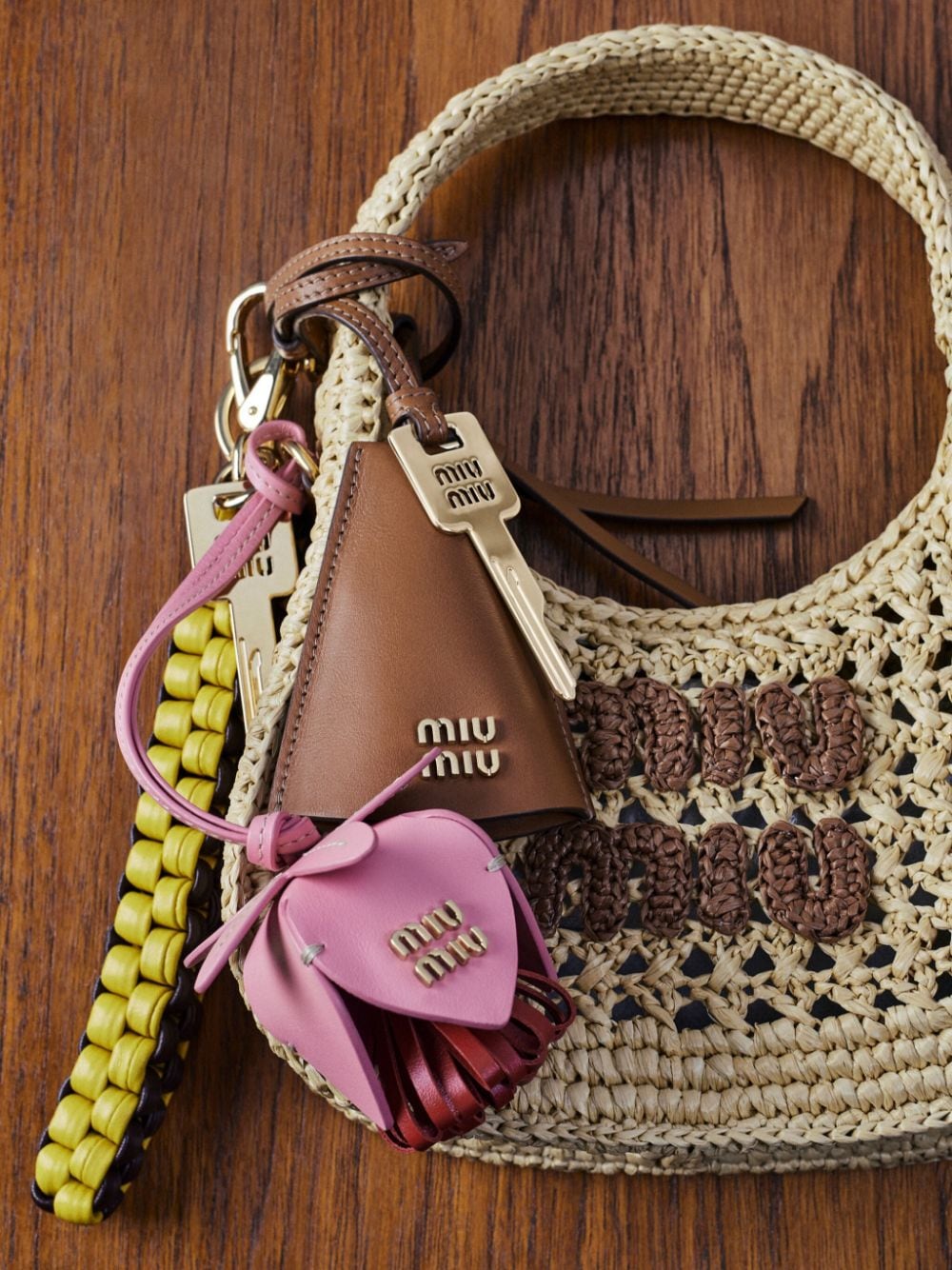 Miu Miu Leather Keychain - Brown | Editorialist