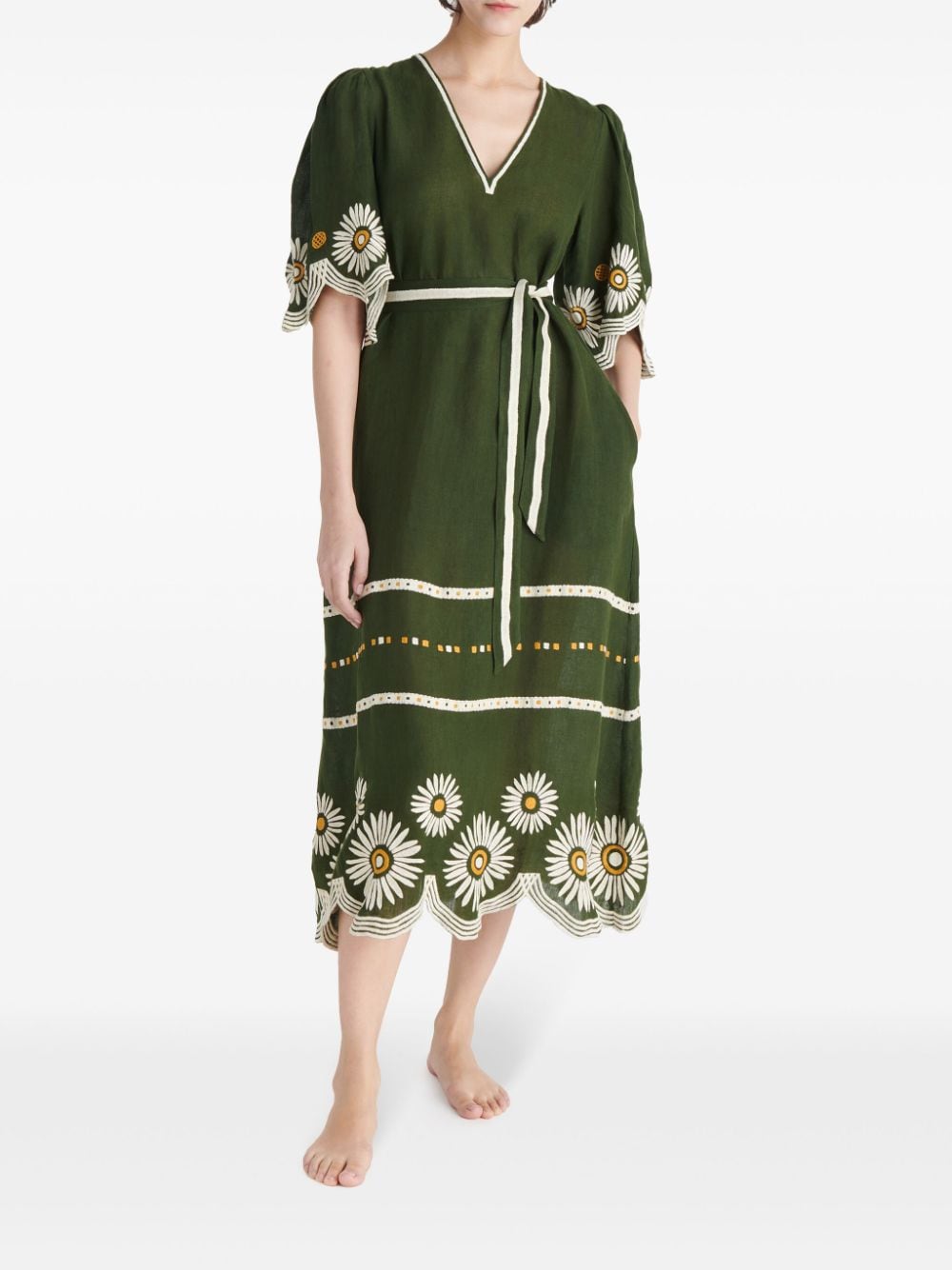ERES ERES Hortense Floral-Embroidered Linen Dress