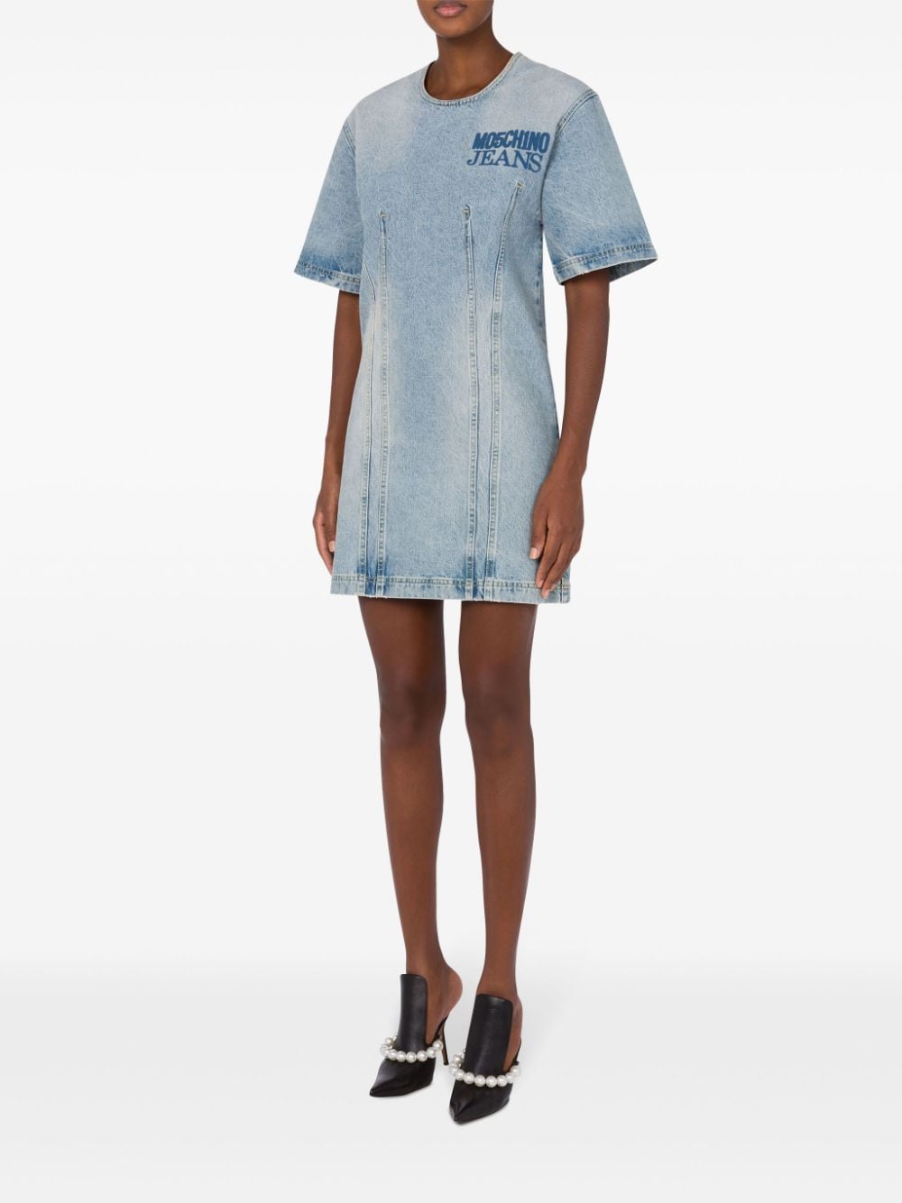 Moschino Logo Denim Shirt Dress In Blue - 51% Off | Editorialist Moschino Logo Denim Shirt Dress In Blue - 51% Off | Editorialist