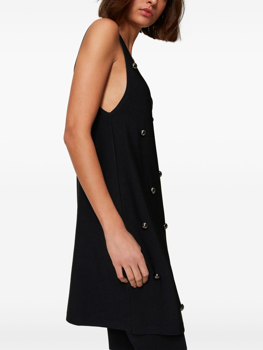 Twinset Stud-Embellished Knit Mini Dress - Black | Editorialist Twinset Stud-Embellished Knit Mini Dress - Black | Editorialist