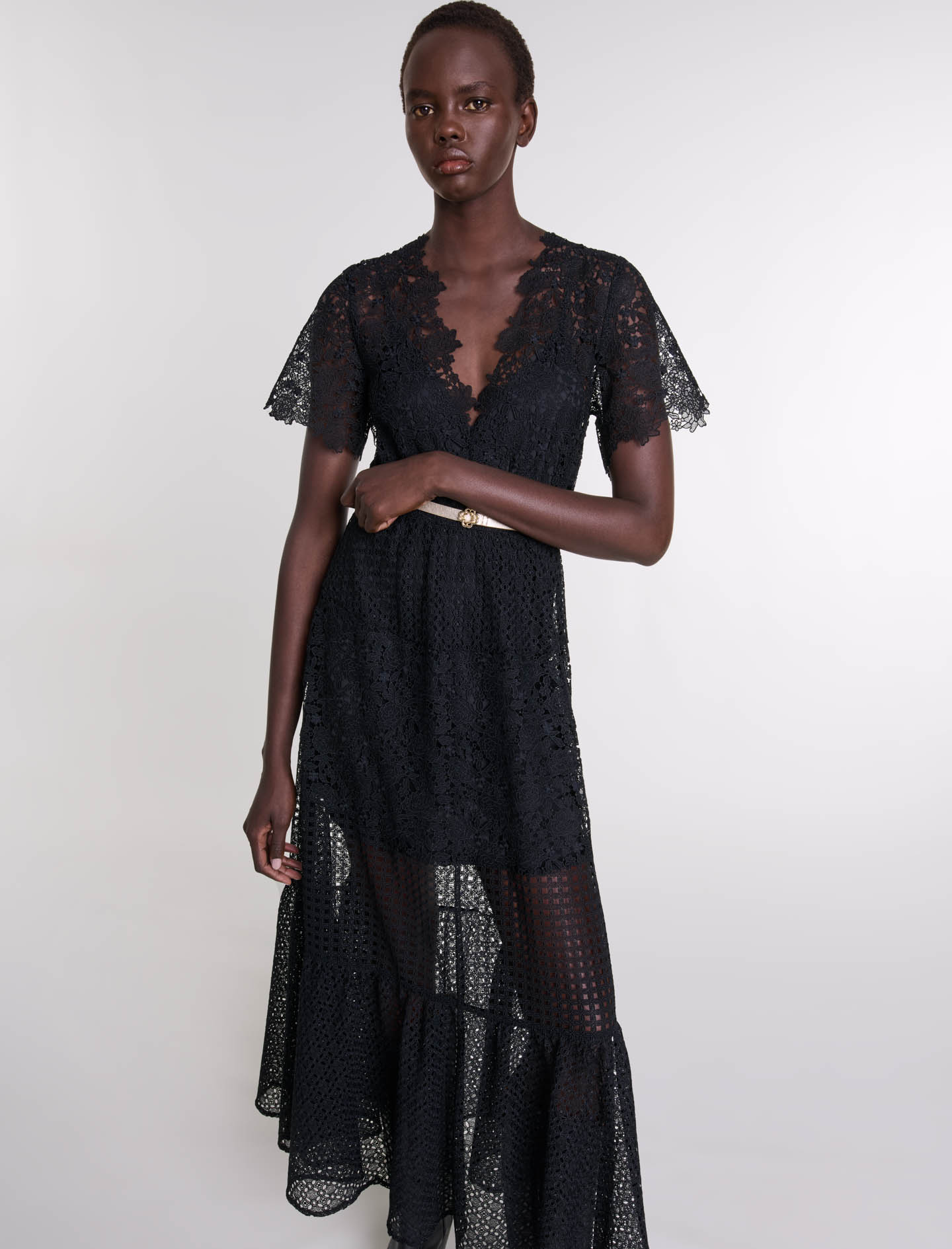 maje lace maxi dress Floral guipure maxi dress White For Women