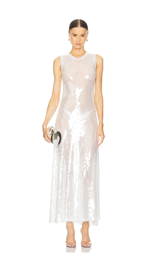 norma kamali white dress Sleeveless Long Swing In Clear - 30% Off size down Norma Kamali Convertible Midi Dress