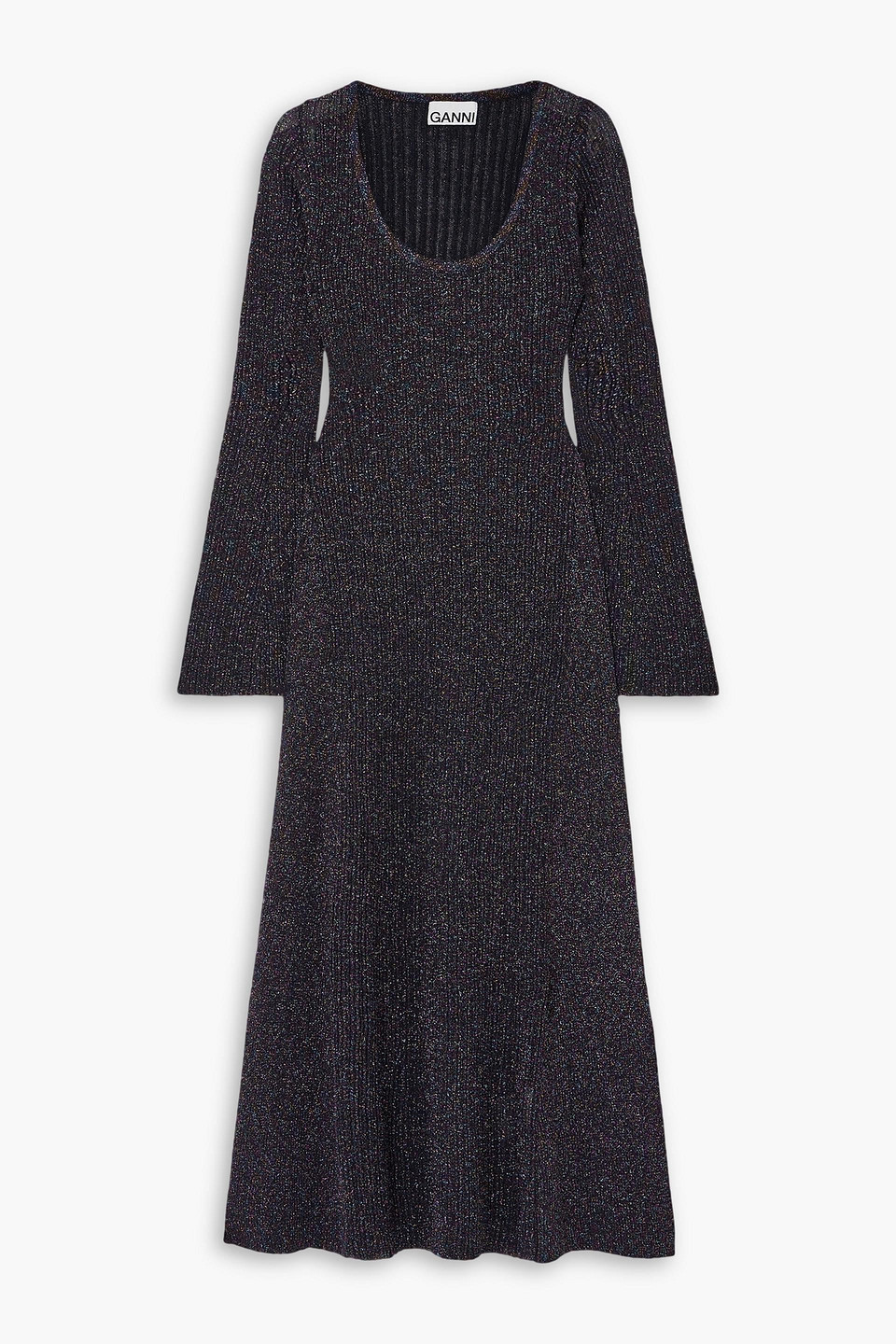 ganni ribbed knit midi dress Ribbed-knit midi dress in brown - Ganni