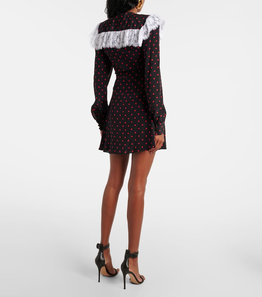 alessandra rich lace trim shift dress Lace-trimmed checked silk minidress in multicoloured - Alessandra Rich