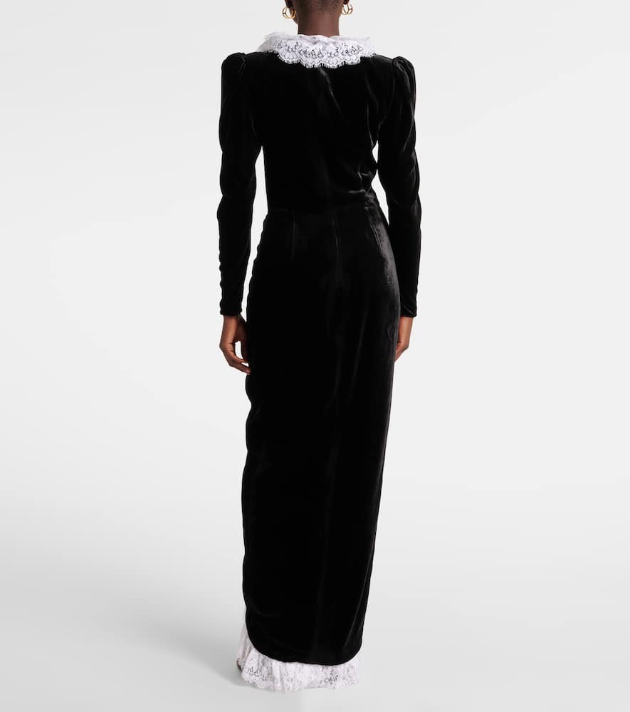 Bhldn Lace Stretch Velvet Maxi Dress In Black - 30% Off | Editorialist Bhldn Lace Stretch Velvet Maxi Dress In Black - 30% Off | Editorialist