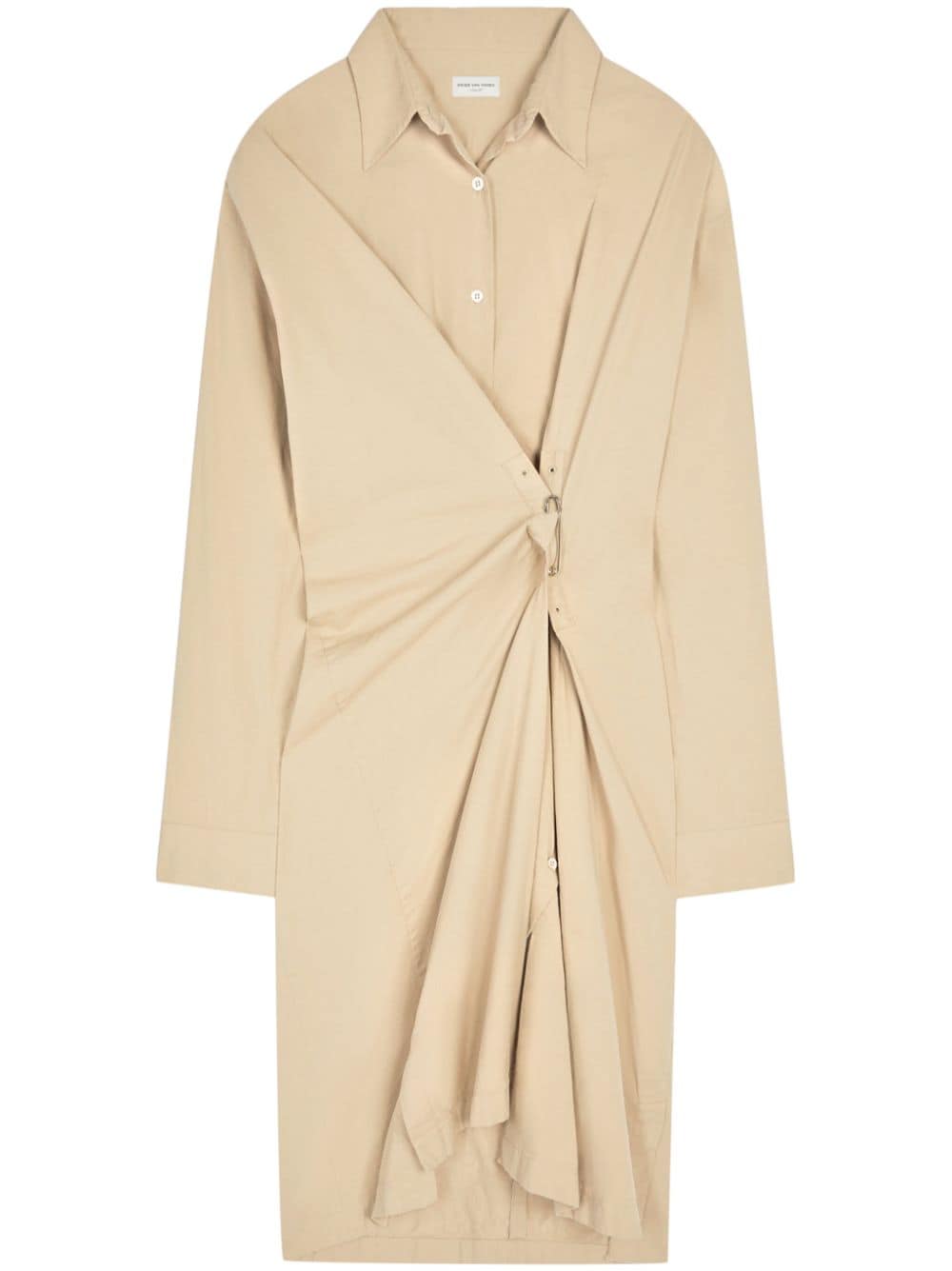 dries van noten shirt dress Printed cotton-poplin shirt dress - dark brown