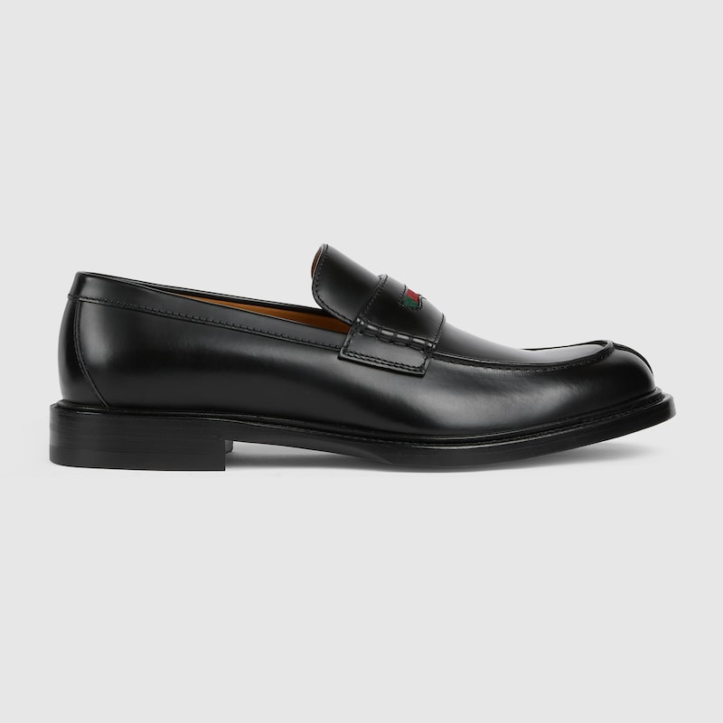 Gucci Leather Loafer With Topstitch Detail - Black 