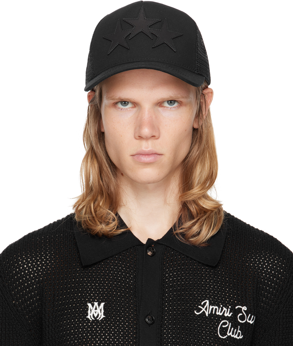 Amiri Black 3 Star Trucker Cap - Black/black | Editorialist