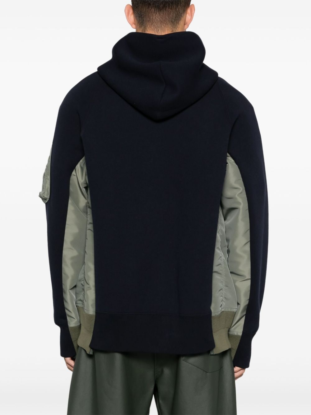 Sacai Color-Block Zip-Up Hoodie - Blue | Editorialist