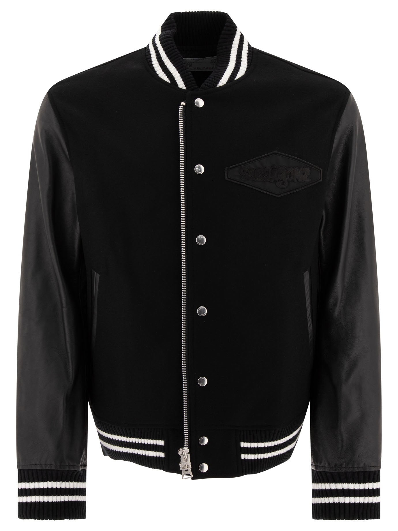 ジャケット・アウター sacai Gonz Wool Melton Leather Jacket 2 Sacai Gonz Wool Melton X Leather' Bomber Jacket - Black | Editorialist