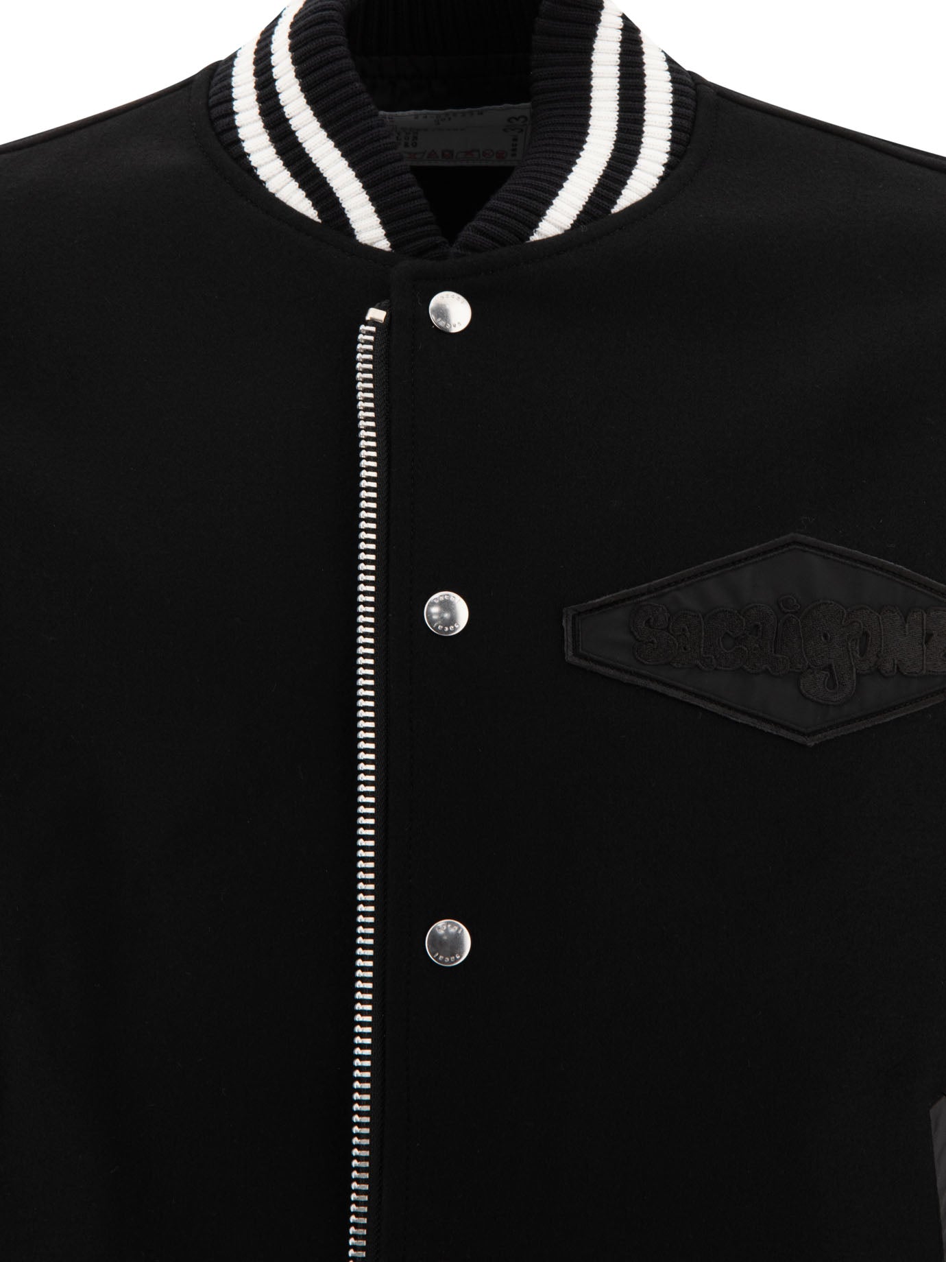 Sacai Gonz Wool Melton X Leather' Bomber Jacket - Black | Editorialist