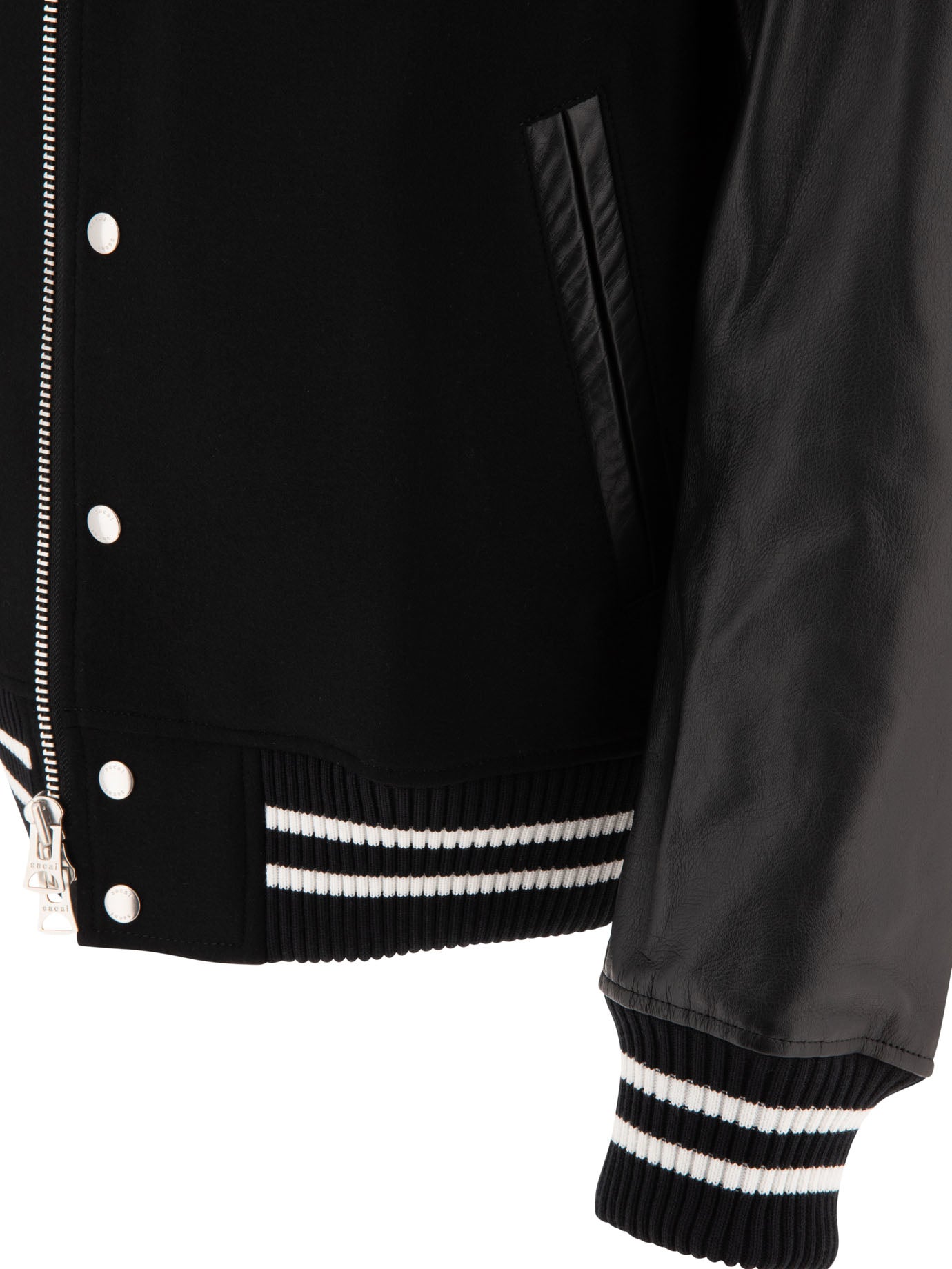 ジャケット・アウター sacai Gonz Wool Melton Leather Jacket 2 Sacai Gonz Wool Melton X Leather' Bomber Jacket - Black | Editorialist