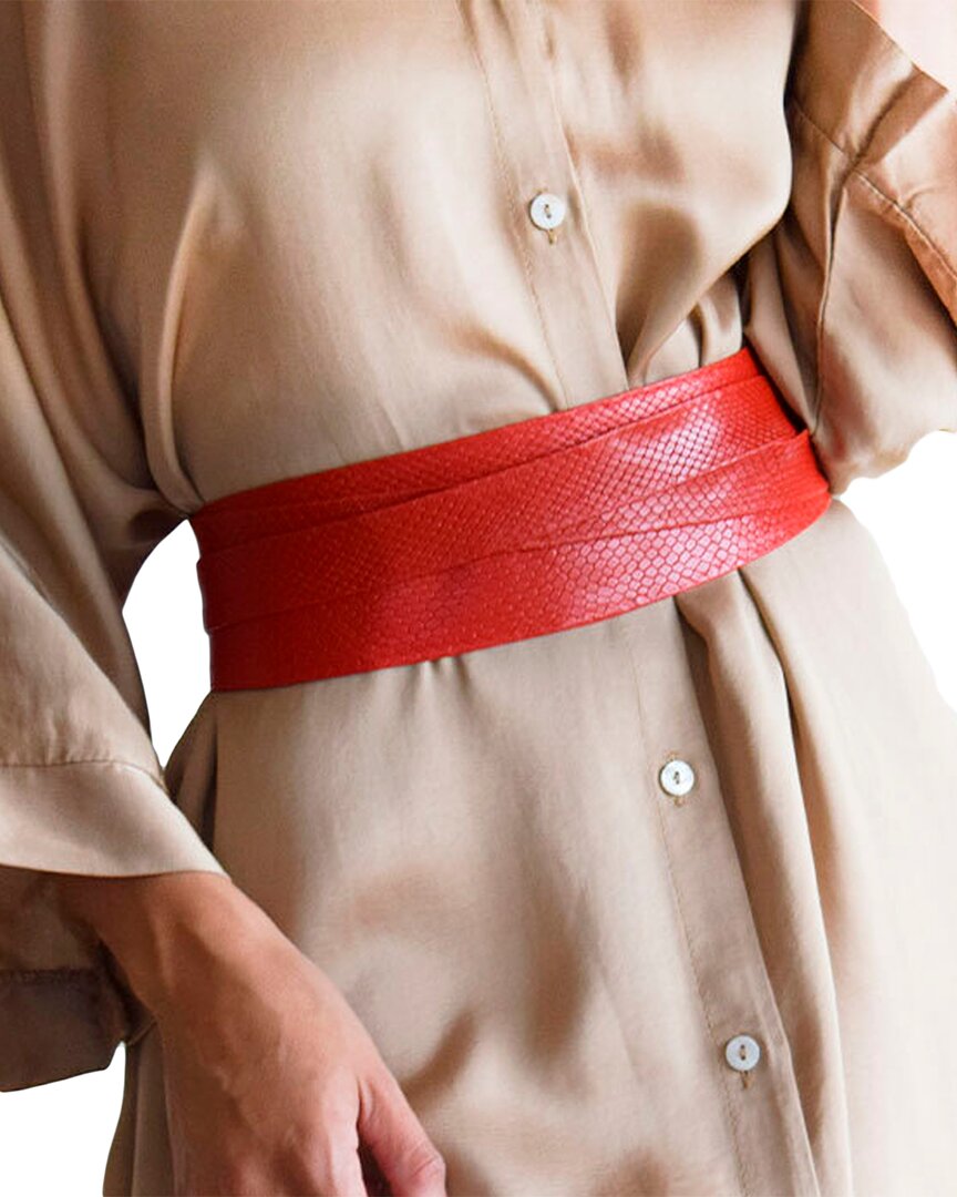 Ada Wide Genuine Leather Wrap Belt in two tone Red Wrap Belt – Malbec Leather Belt | ADA Collection main image 4