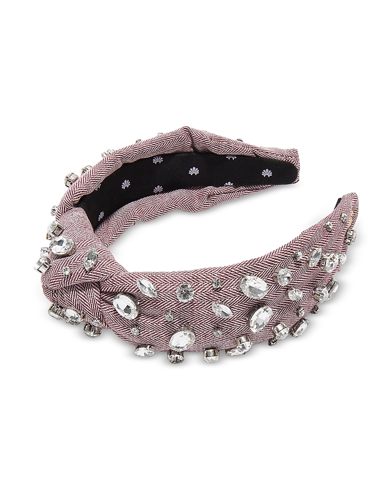 Lele Sadoughi Herringbone Knotted Headband In Red/Silver  display picture 1