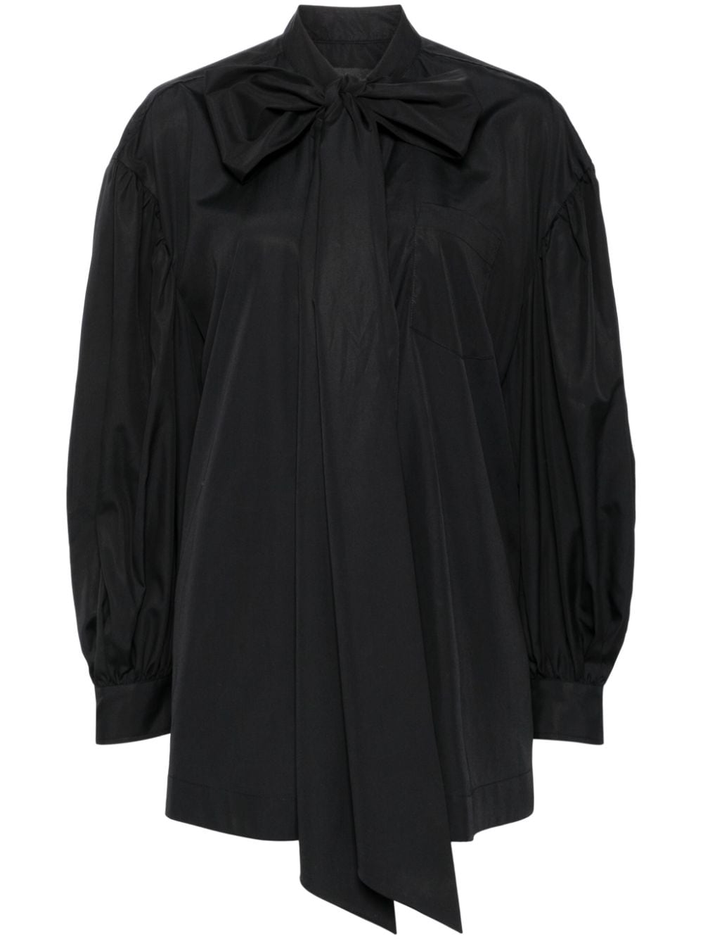 Front Bow Puff Sleeve Shirt