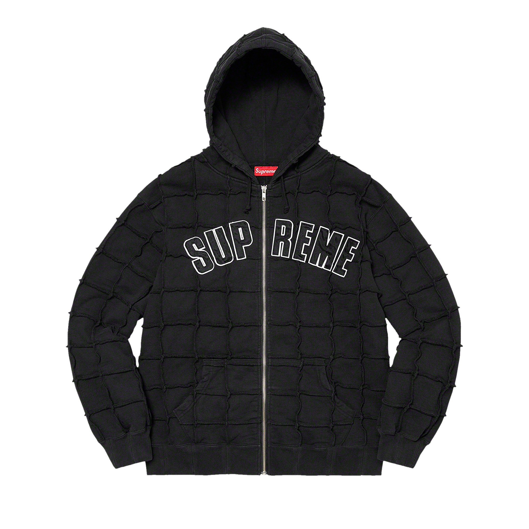 Supreme Reverse Patchwork Zip Up Hooded Sweatshirt - Black 