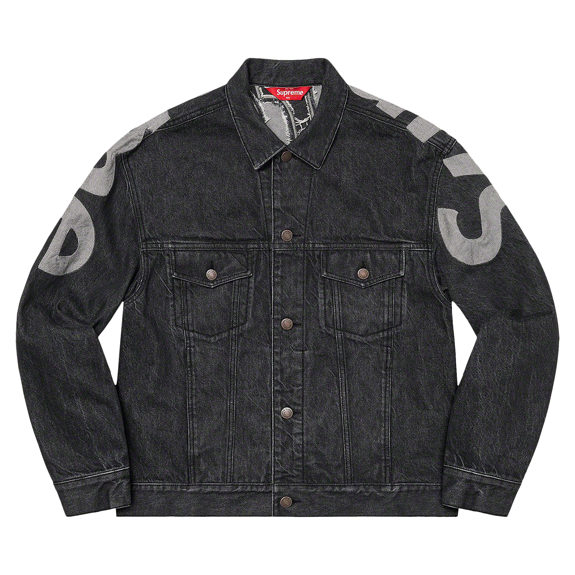 Supreme Frayed Logos Denim Trucker Jacket - Black | Editorialist