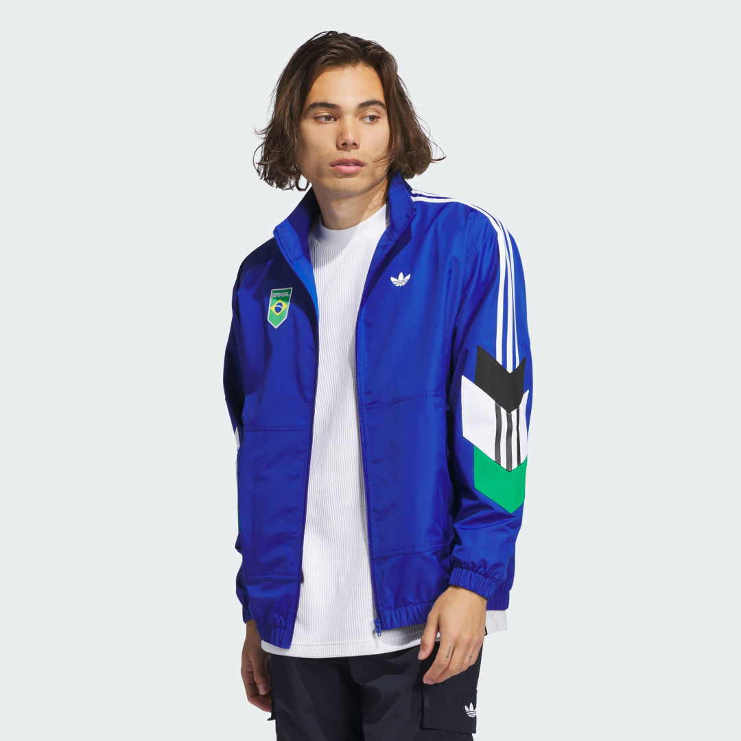 Adidas Brazil Power Of Three Track Jacket In Royal Blue - 30% Off 