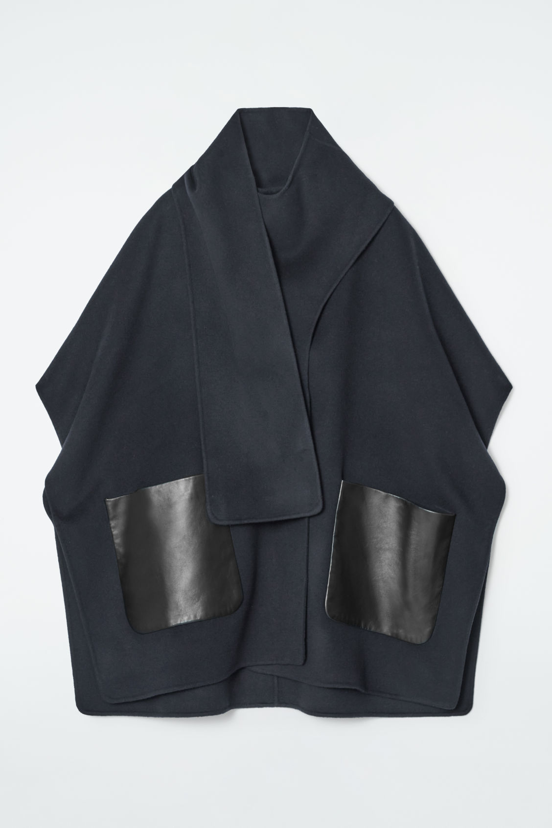 Cos Double-Faced Wool Scarf Cape In Blue - 30% Off | Editorialist