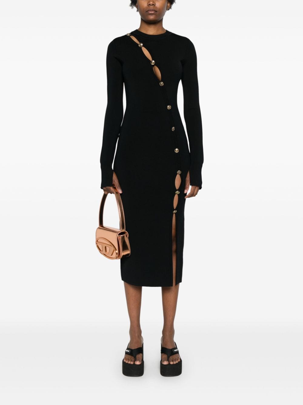 VERSACE Versace Jeans Couture Decorative-Buttons Knitted Midi Dress