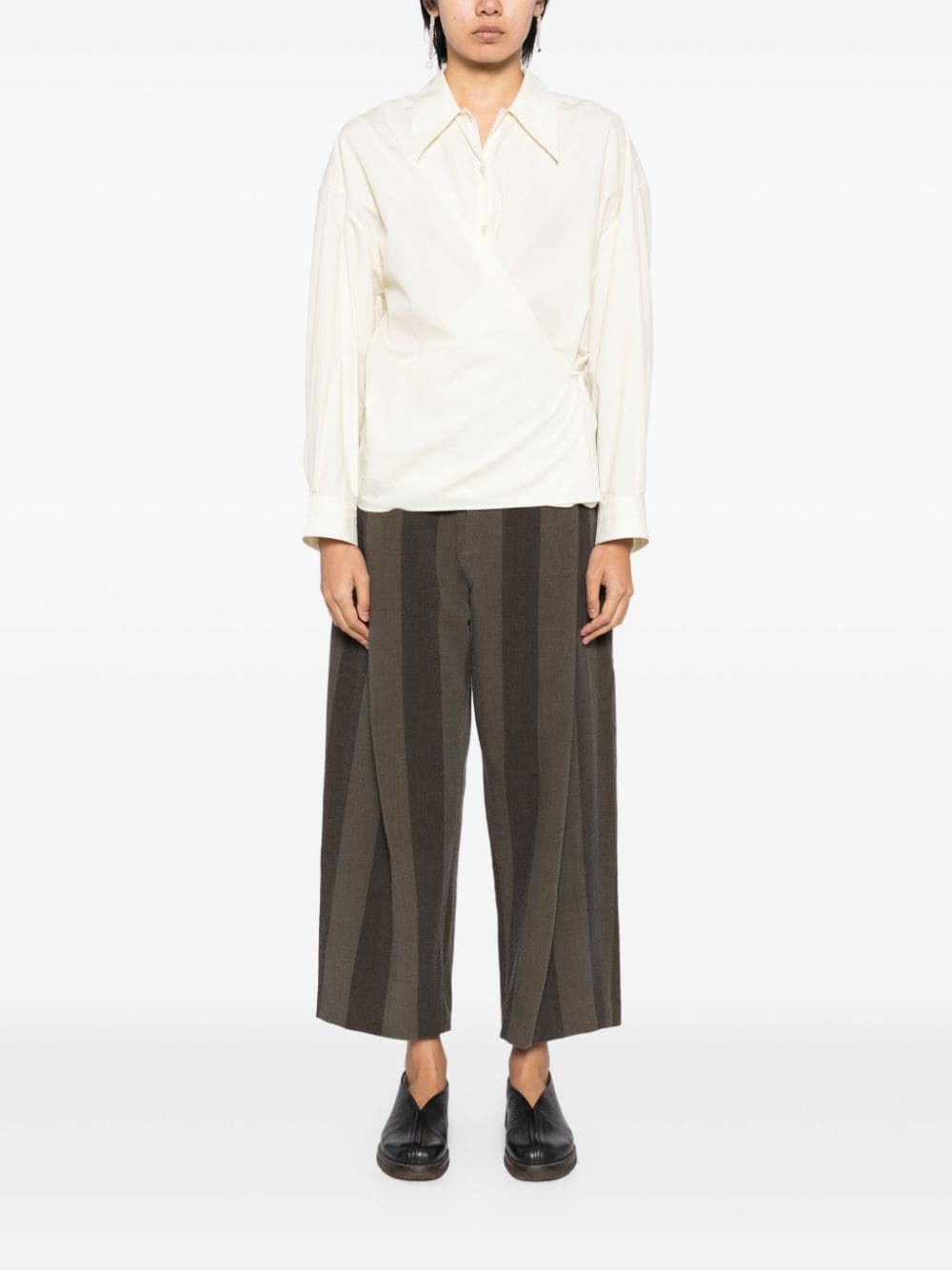 UMA WANG Uma Wang Virgin Wool Blend Striped Trousers