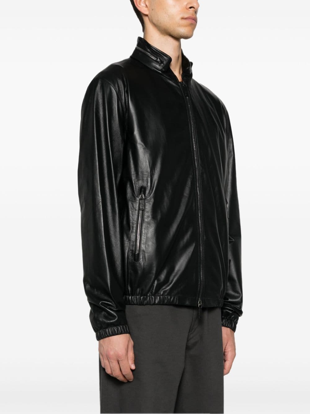 Giorgio Armani Leather Zipped Jacket In Black - 35% Off | Editorialist