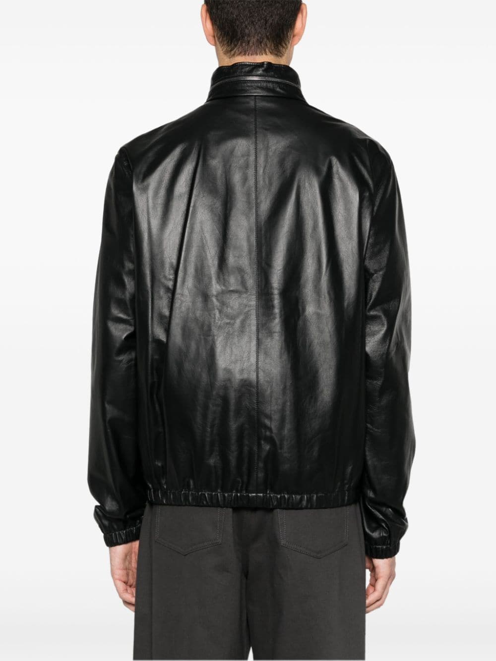 Giorgio Armani Leather Zipped Jacket - Black | Editorialist