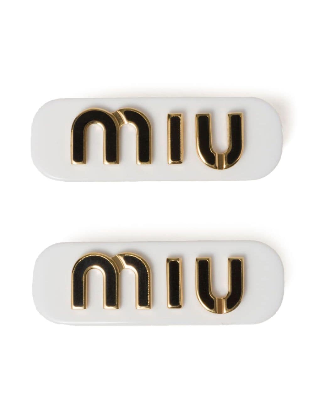 mi☺u m☺iu ロゴ入り ホワイト ヘアクリップ Miu Miu Logo-Lettering Hair Clip - White | Editorialist