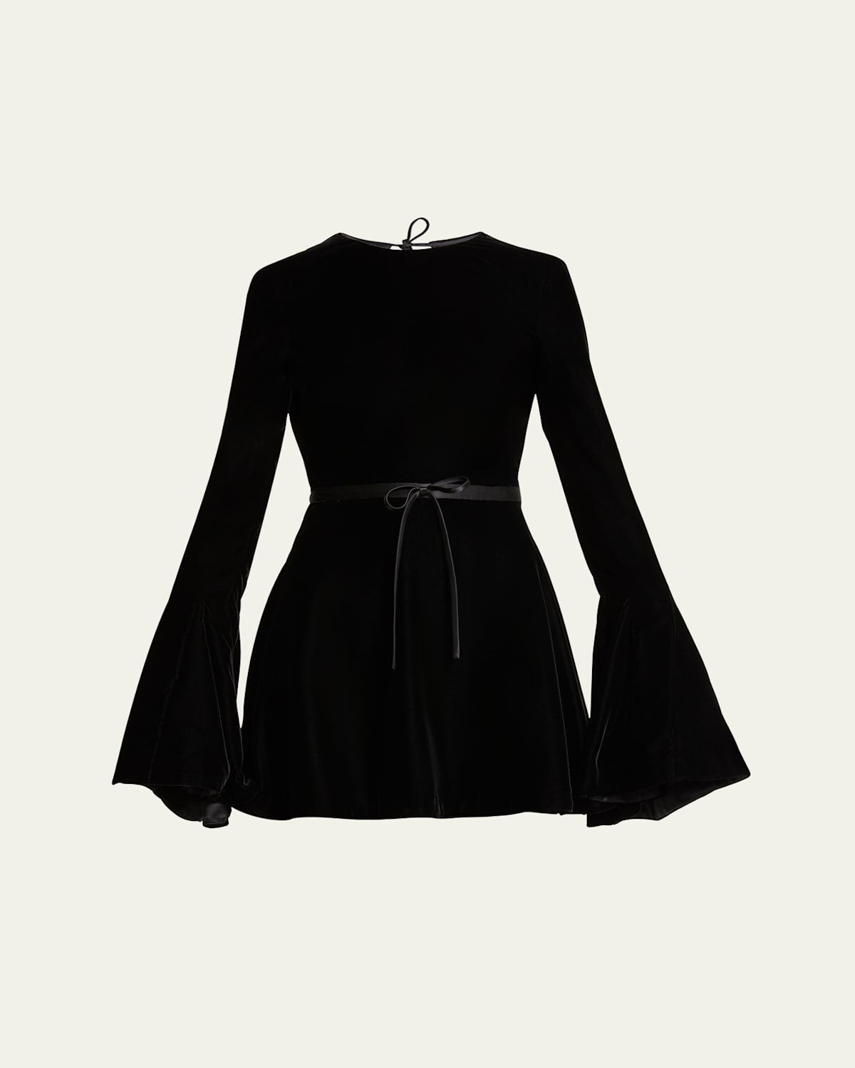 Saint Laurent Open Back Velvet Skater Mini Dress - Black 