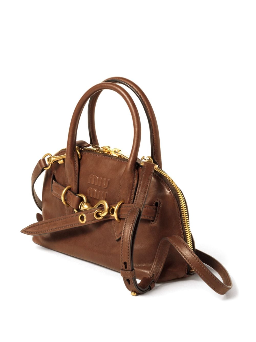 Miu Miu Aventure Leather Shoulder Bag - Brown | Editorialist
