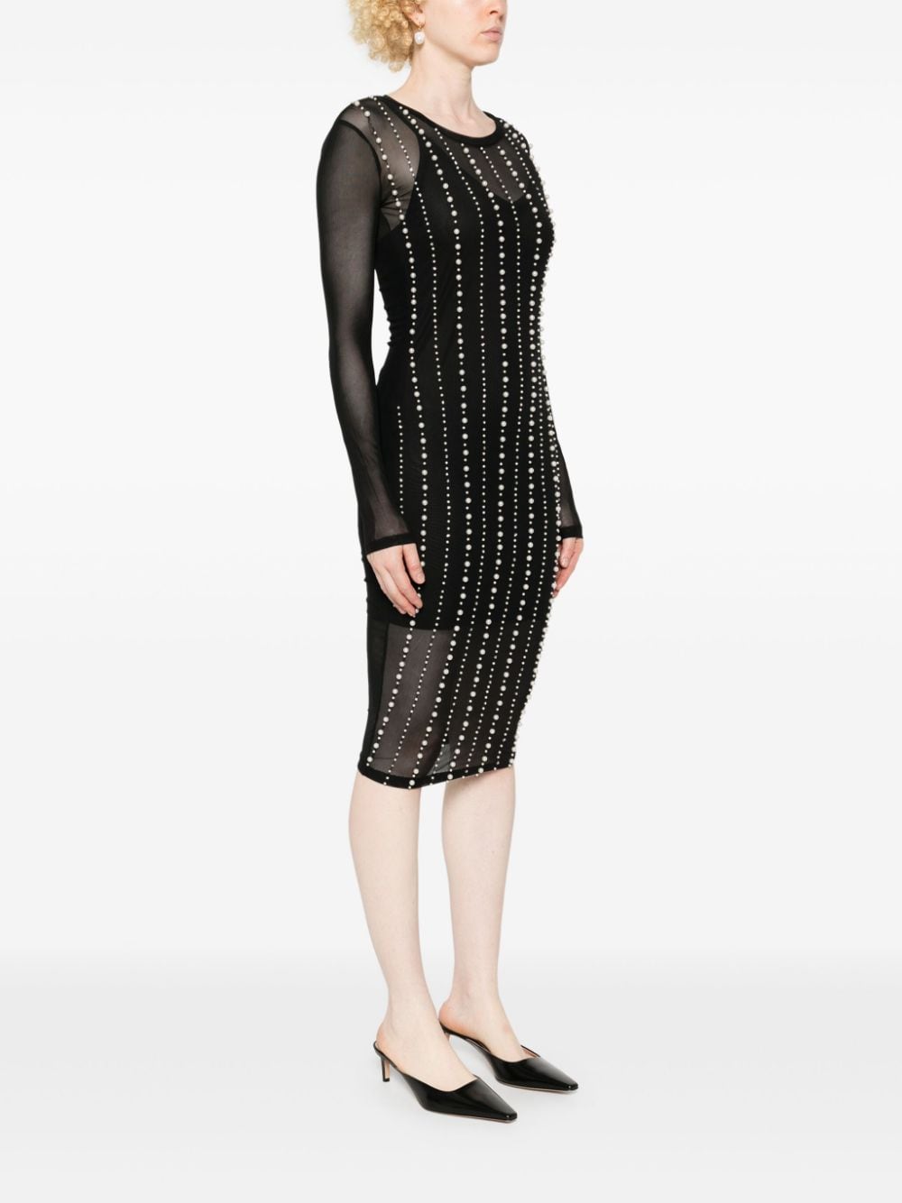 VERSACE Versace Jeans Couture Faux-Pearl Embellished Midi Dress