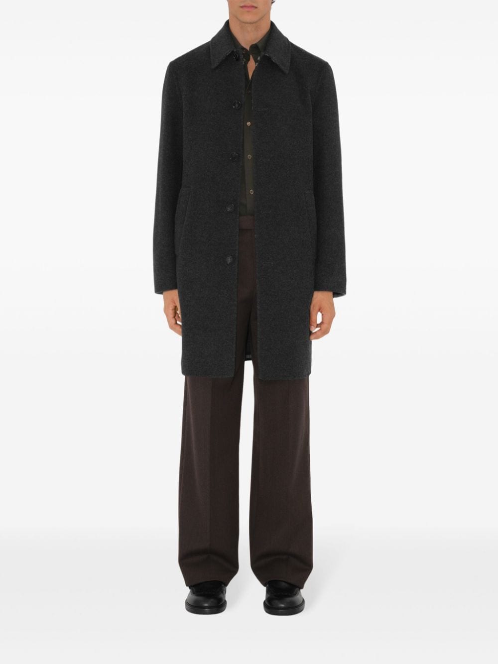BURBERRY Burberry Mid-Length Wool Car Coat with Classic Collar