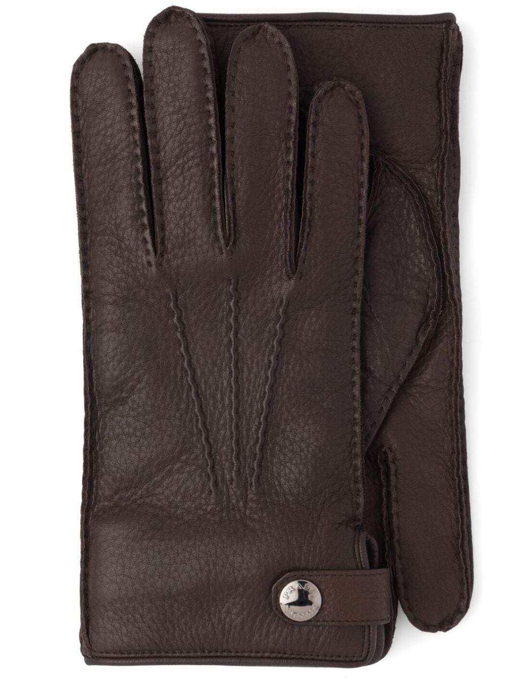 Prada Leather Gloves With Zipped Pouch - Purple | Editorialist