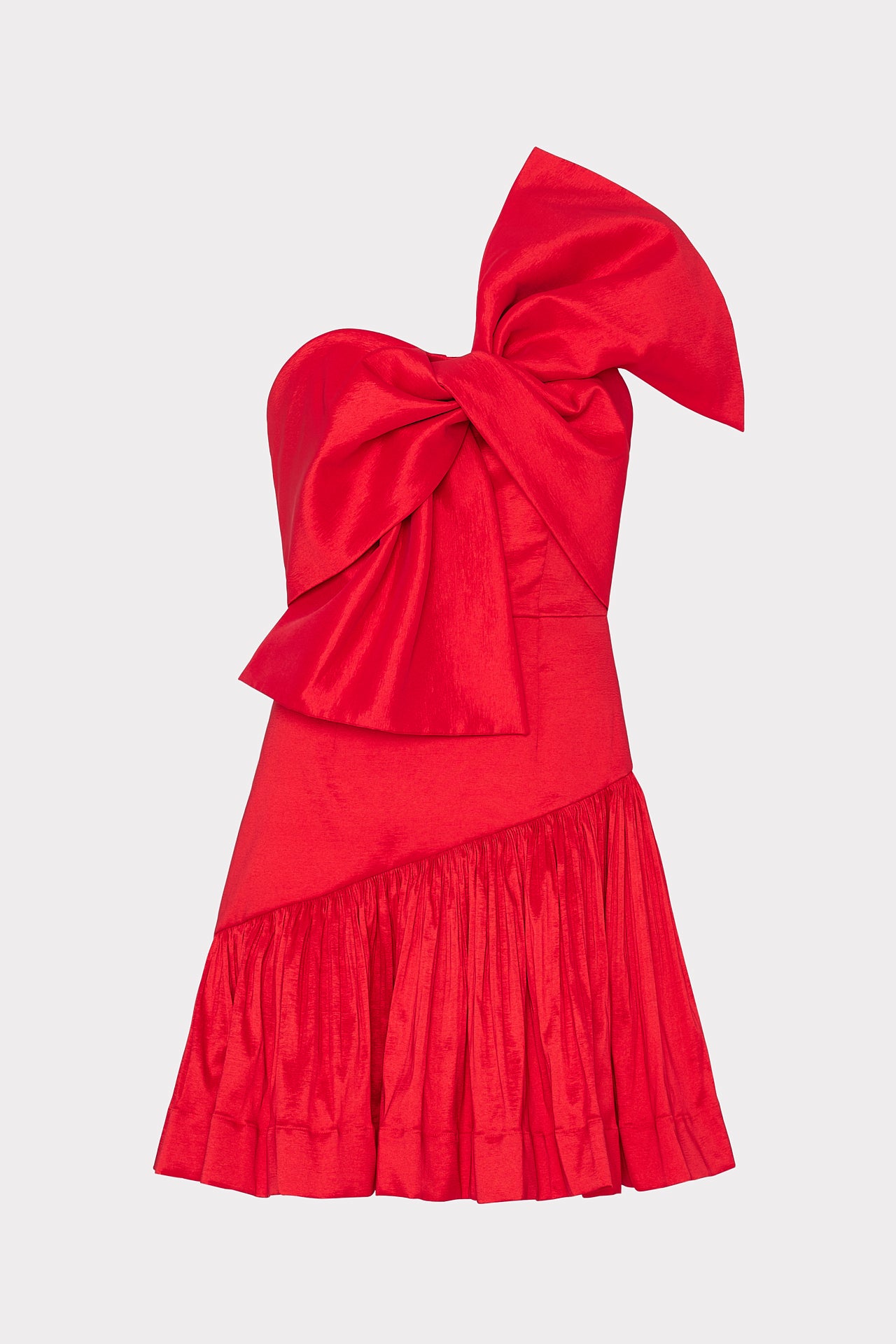 knee length dresses for ladies Fulvia Slip Mini Dress with Ruffles in Deep Red , Scoop Neckline main image 0