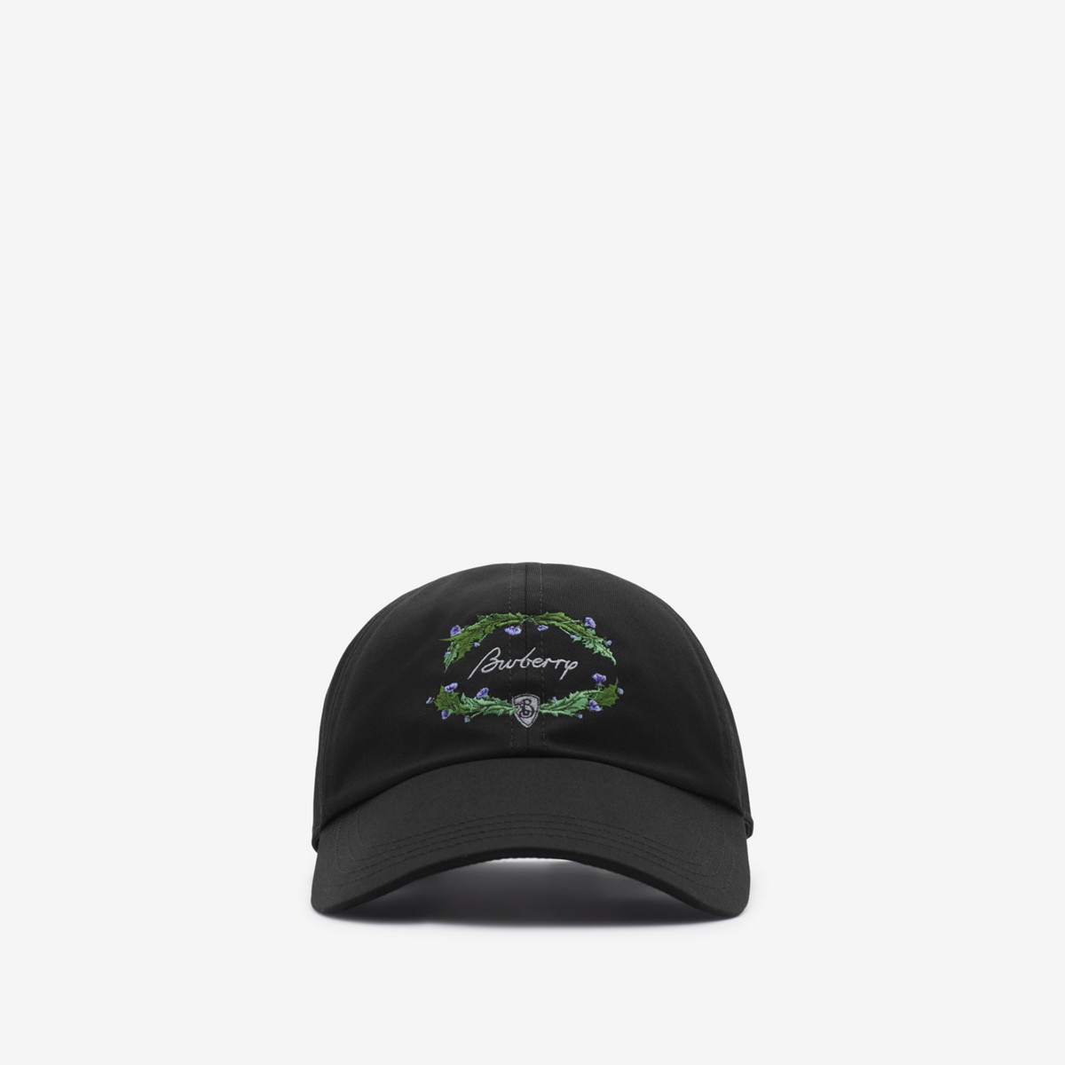 Burberry Thistle Logo Cotton Blend Baseball Cap - Coal | Editorialist
