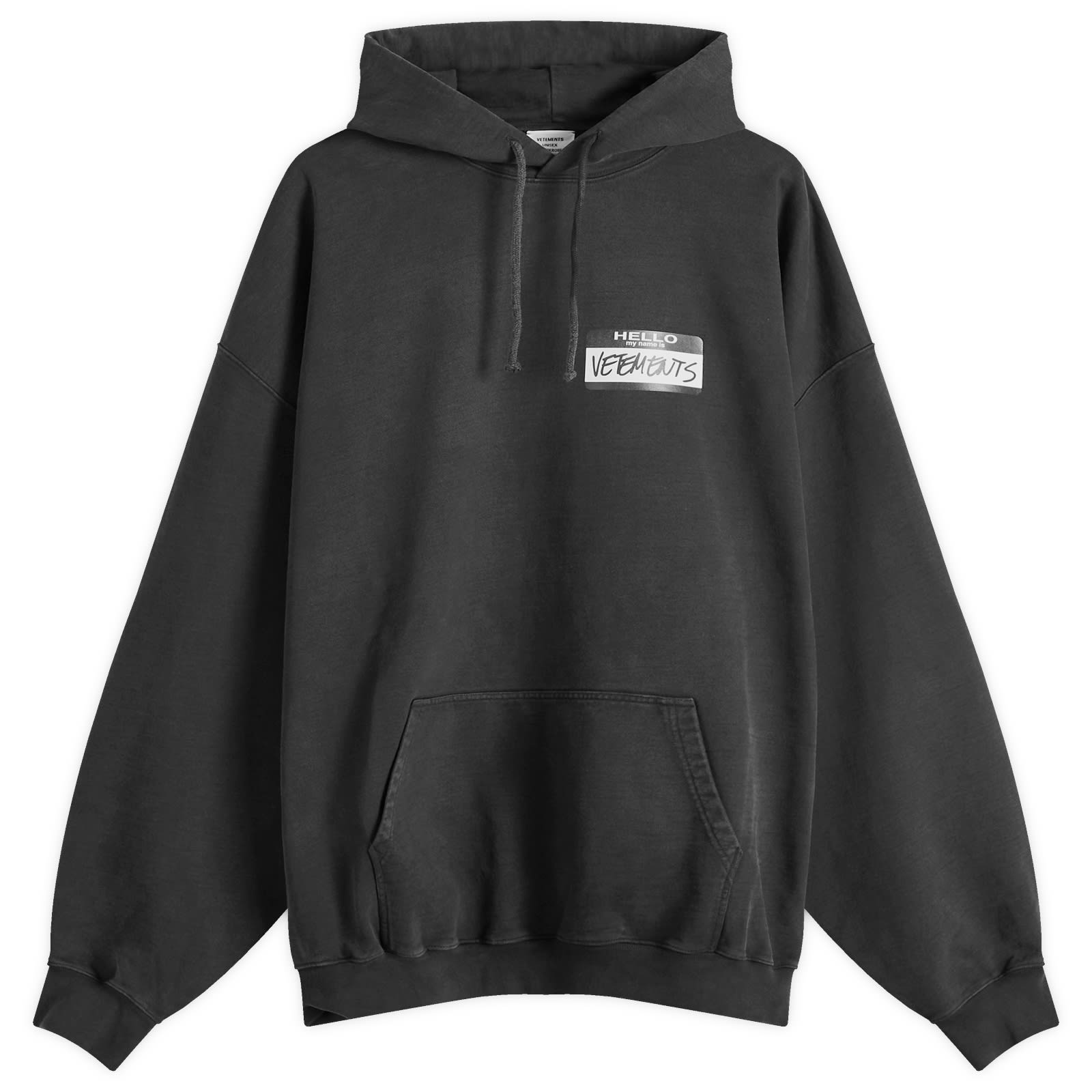 Vetements ヴェトモン Hello My Name Is Hoodie Vetements Hello My Name Is Hoodie In Black - 35% Off | Editorialist
