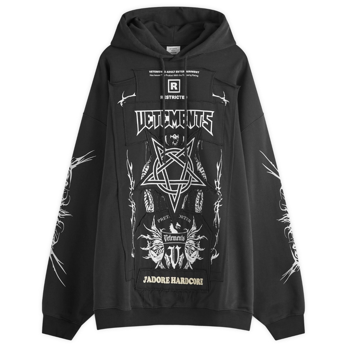 トップス Vetements 21ss Logo Patch Hoodie Size S - Vetements Unisex Black Hoodie Patch Logo Sweatshirt