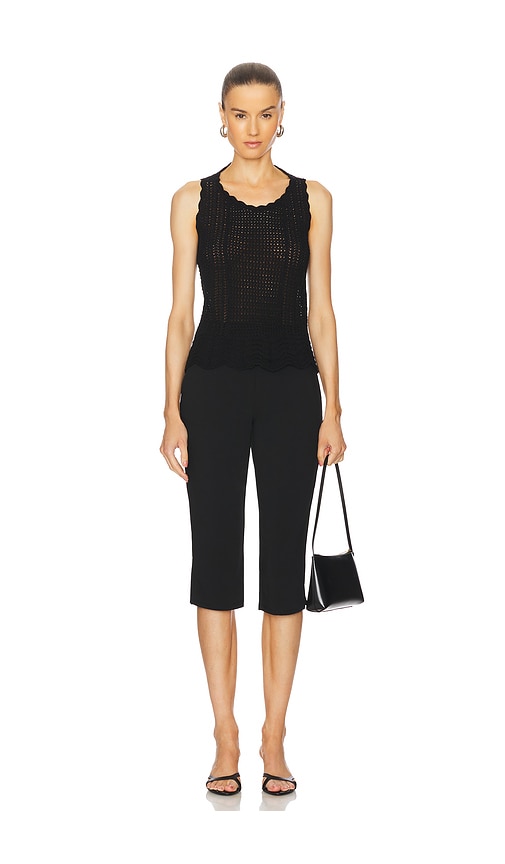 NORMA KAMALI Scoop Neck Crochet Tank Top