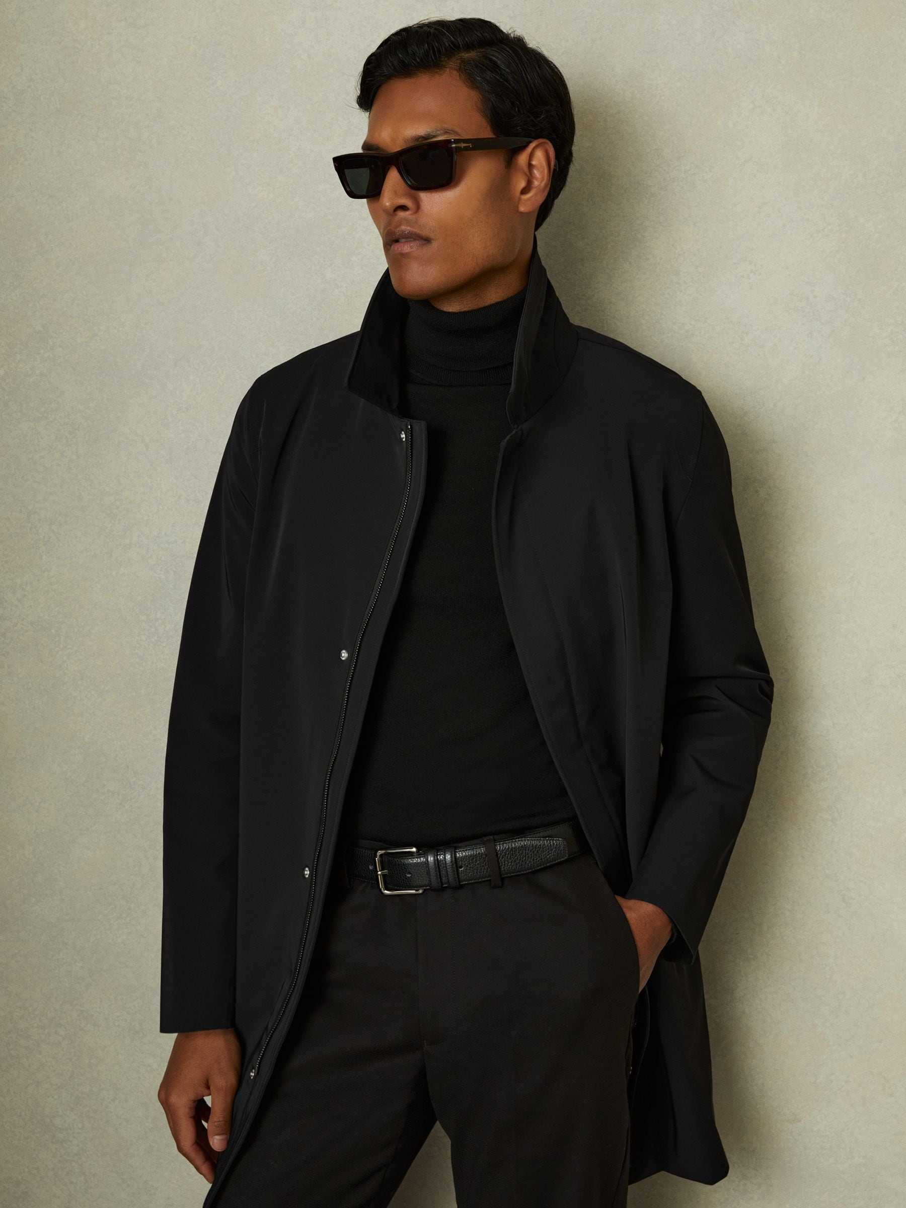 REISS Reiss Logan Hybrid Overcoat with Removable Funnel Neck